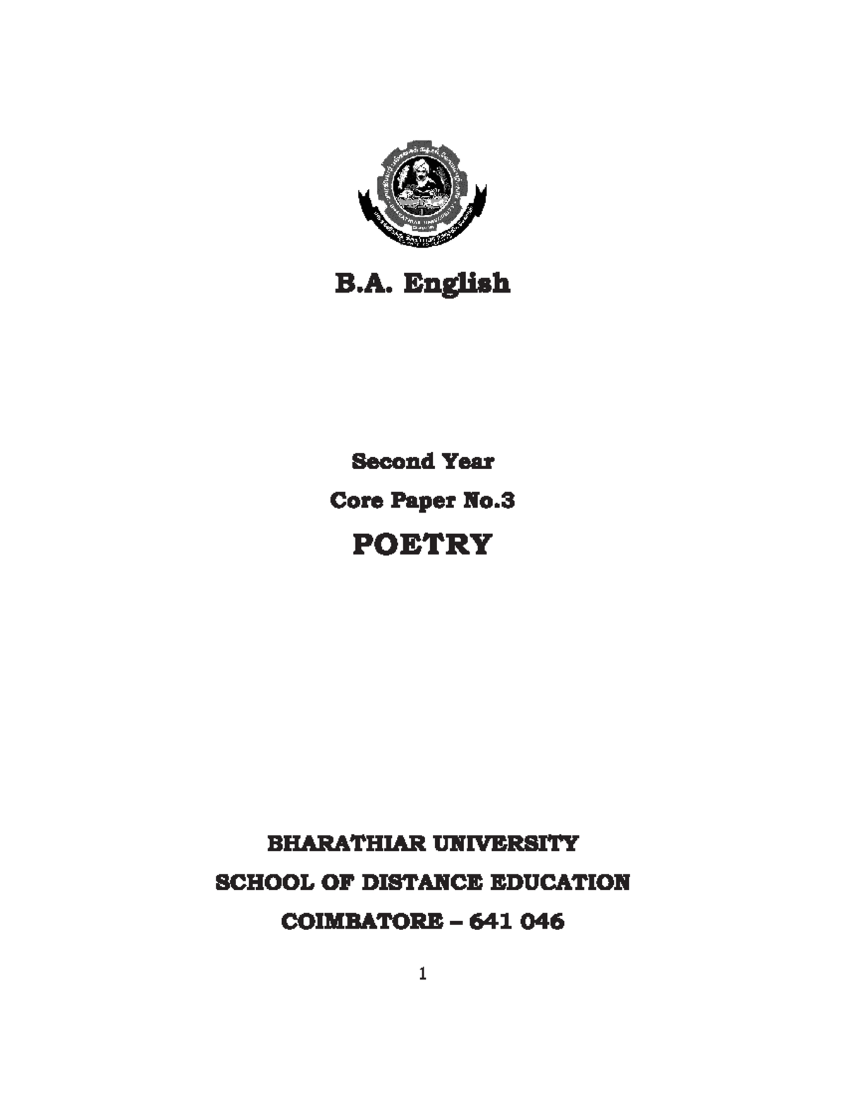 07 Abael 23 Poetry - Txt - BA English Literature - Studocu