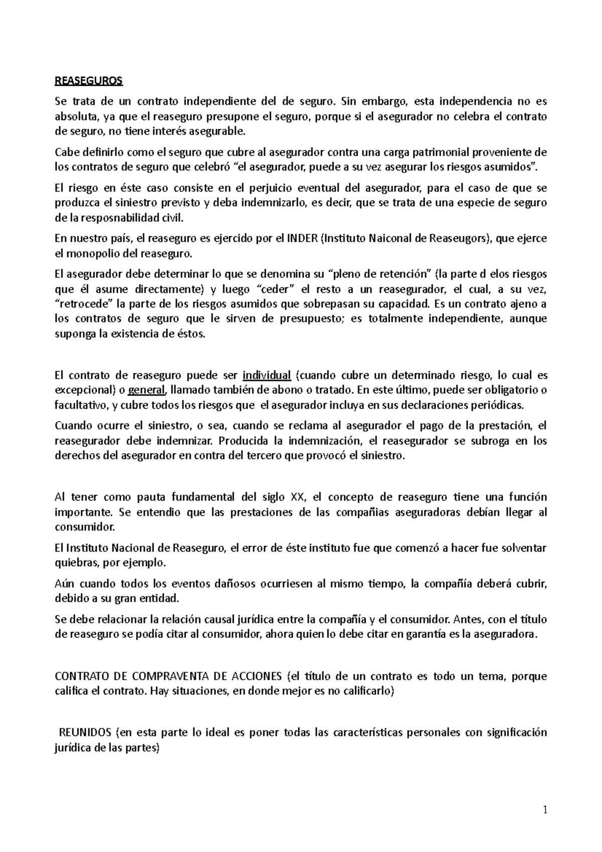 Reaseguros - REASEGUROS Se trata de un contrato independiente del de seguro. Sin embargo, esta ...