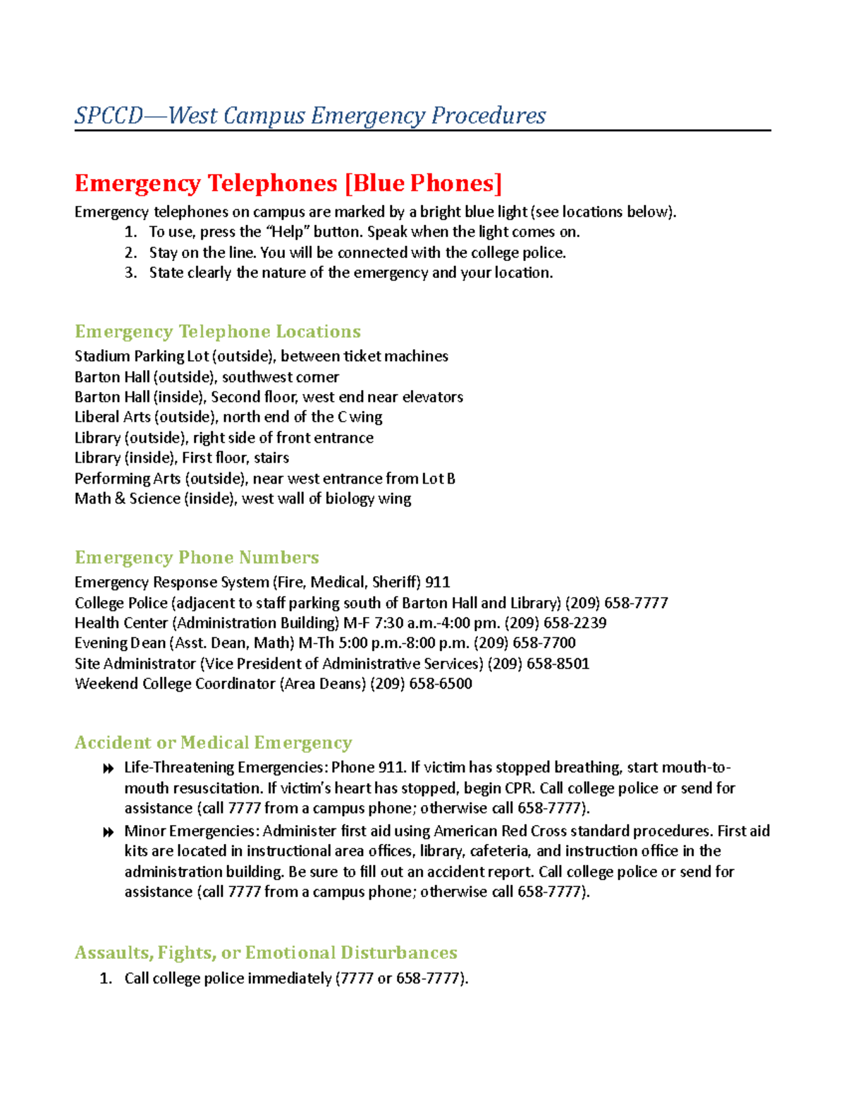 Yoav - asdasdawdsda - SPCCD—West Campus Emergency Procedures Emergency ...