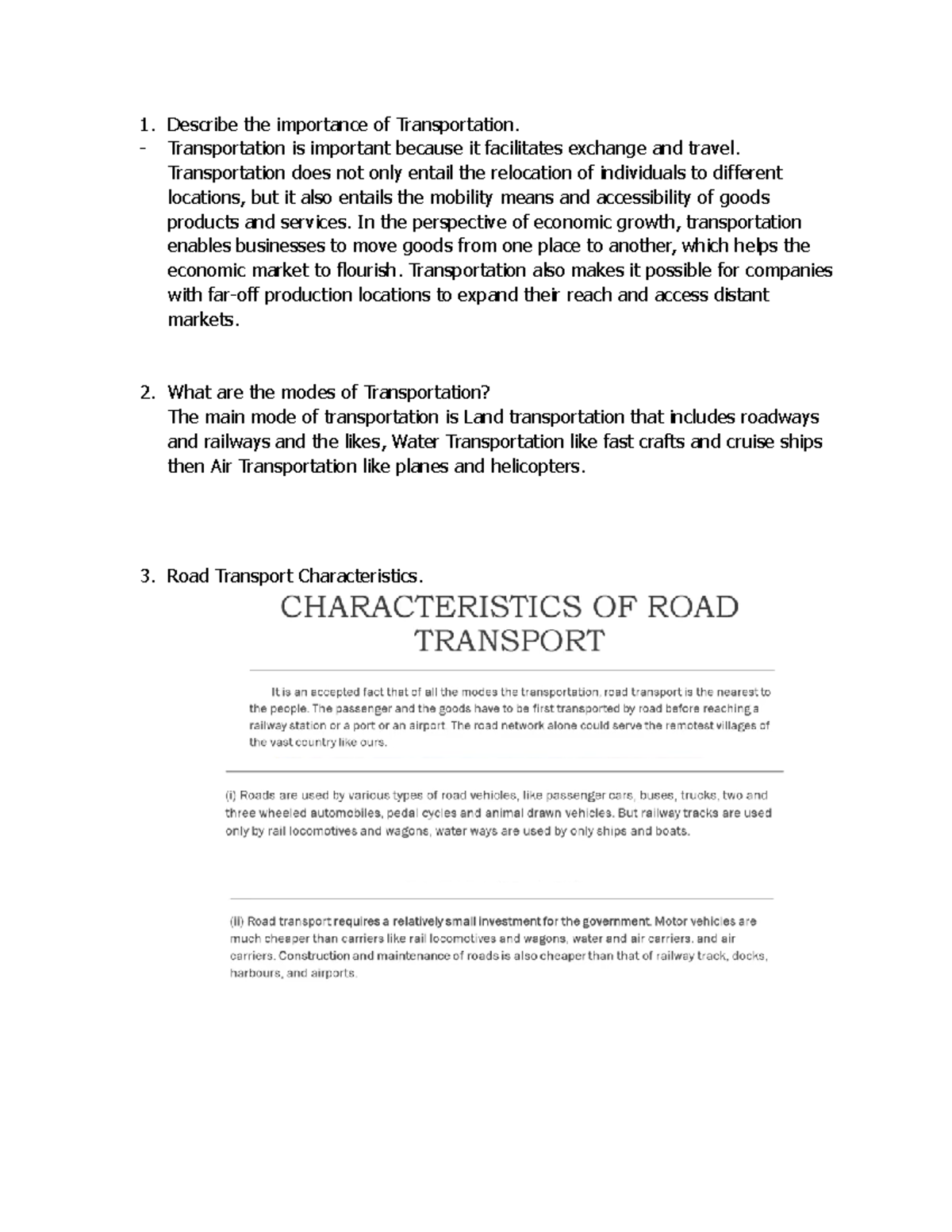 Transpo 1 - HIghway and Railroad Engineering - Describe the importance ...