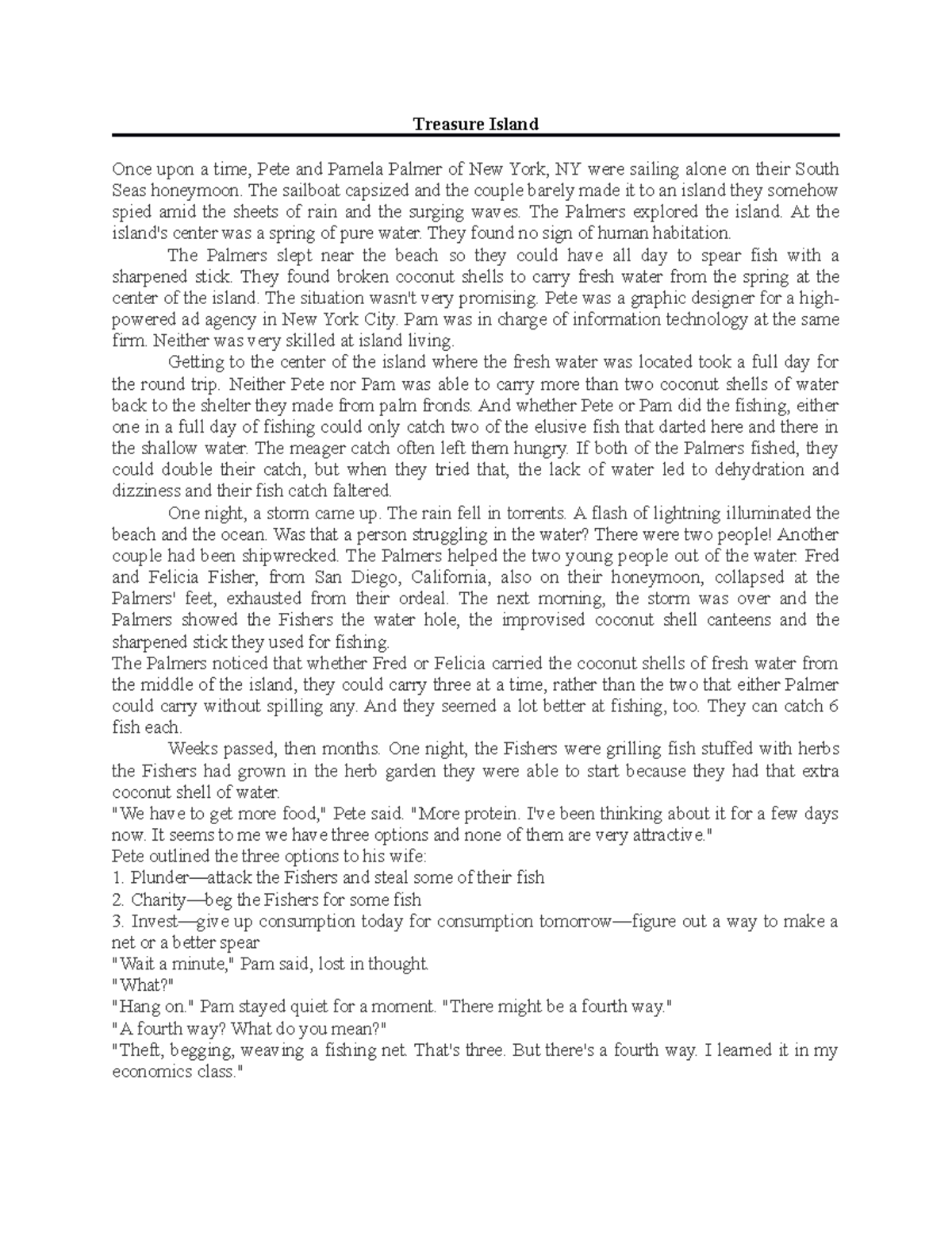 Treasure Island - Lecture. - Treasure Island Once upon a time, Pete and ...