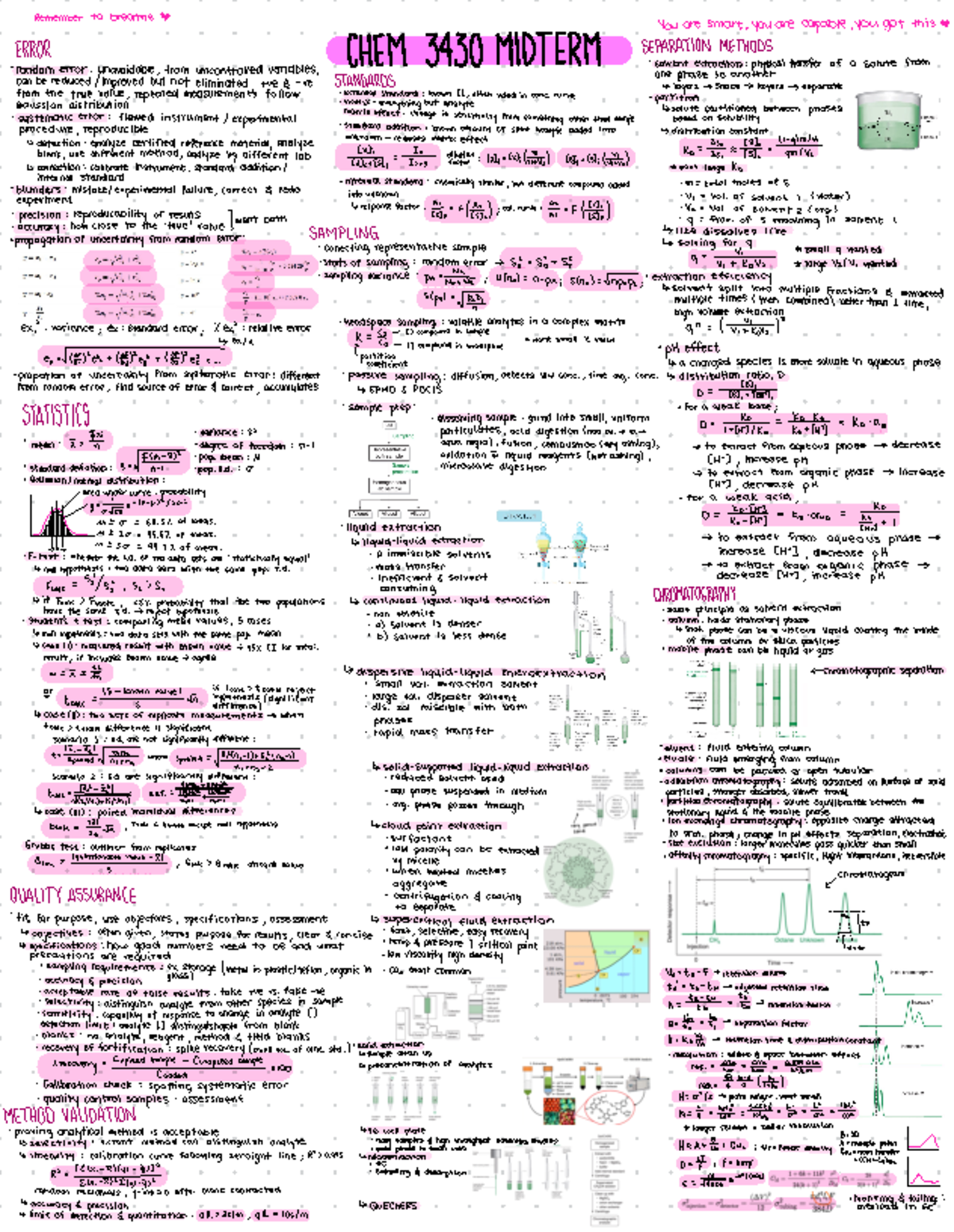 CHEM 3430 Midterm Cheat sheet - Remember to breathe You are smart, you ...