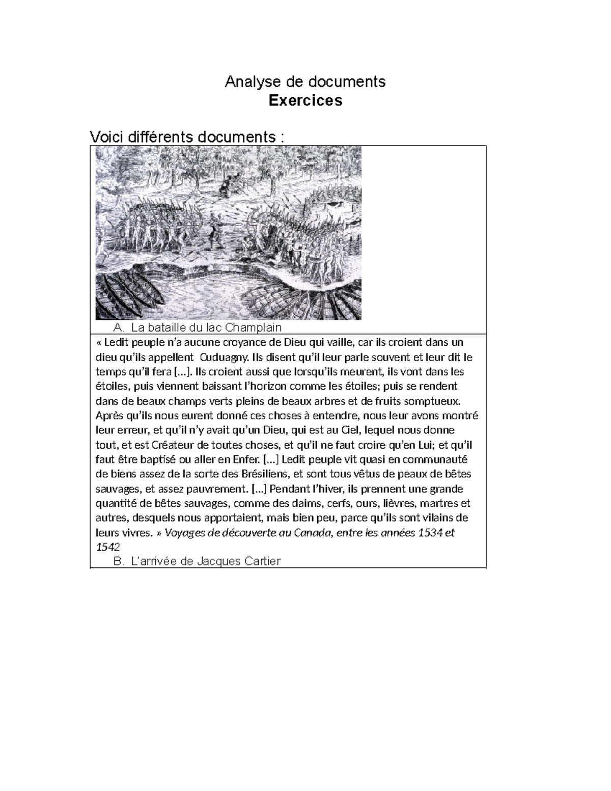 Analyse de documents - Pour préparer des questions - Analyse de ...