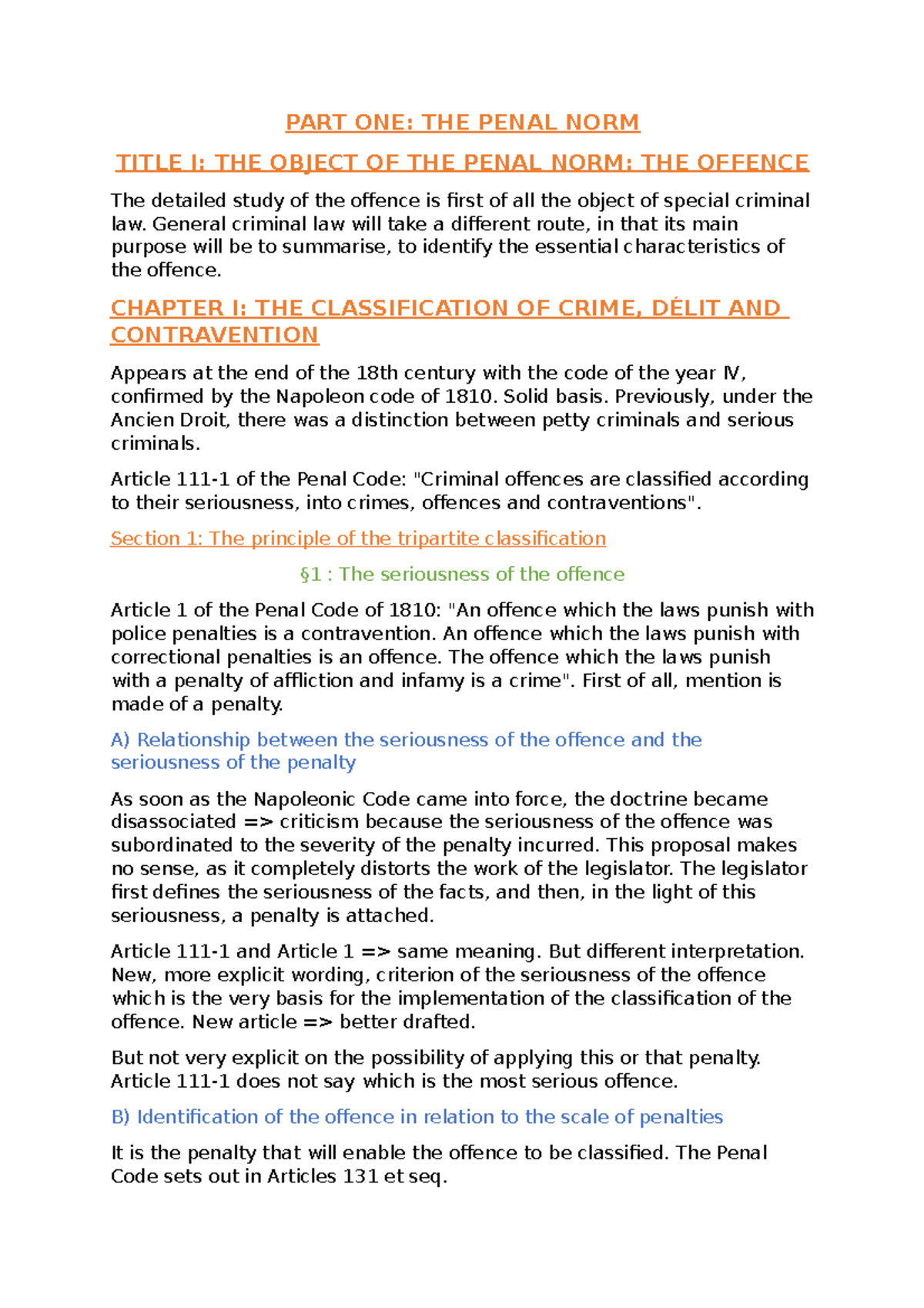 Criminal Law 5 . - PART ONE: THE PENAL NORM TITLE I: THE OBJECT OF THE ...