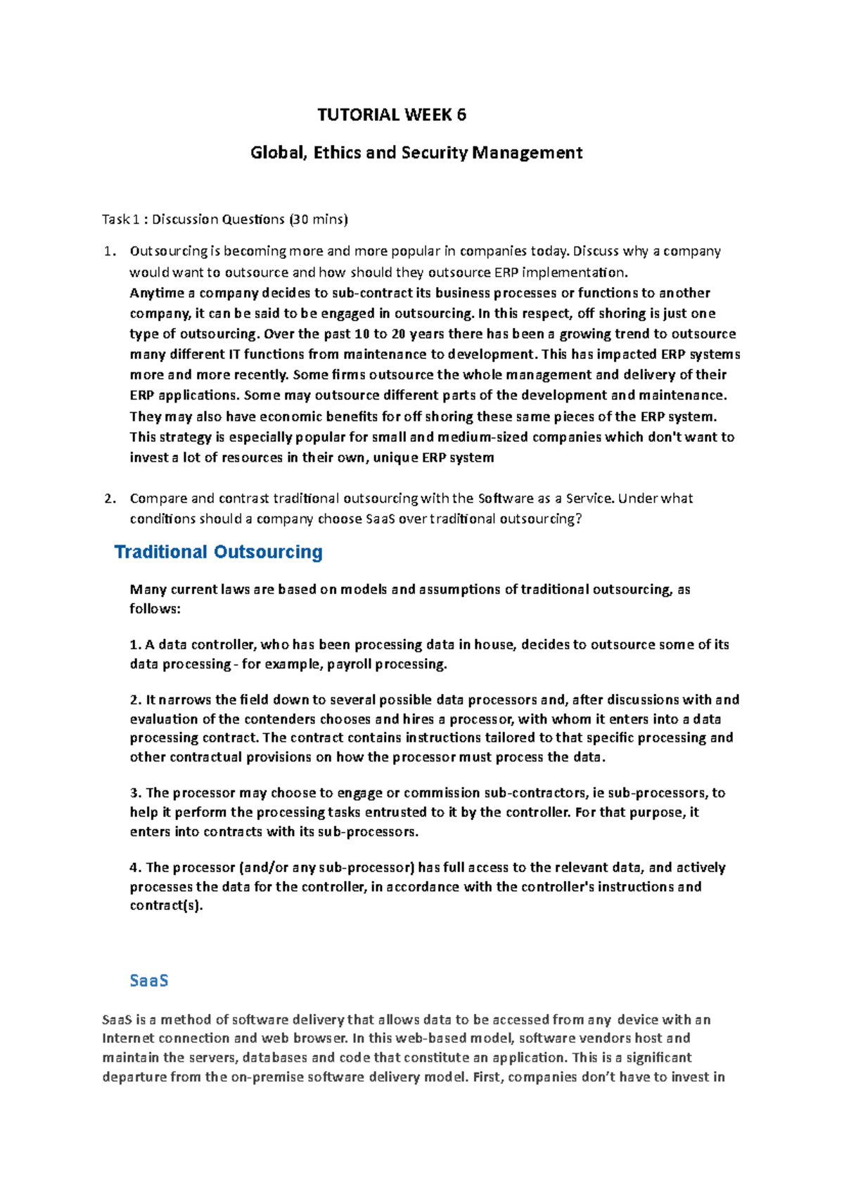 Tutorial WEEK 6 - ITECH5402 - Fed Uni - Studocu