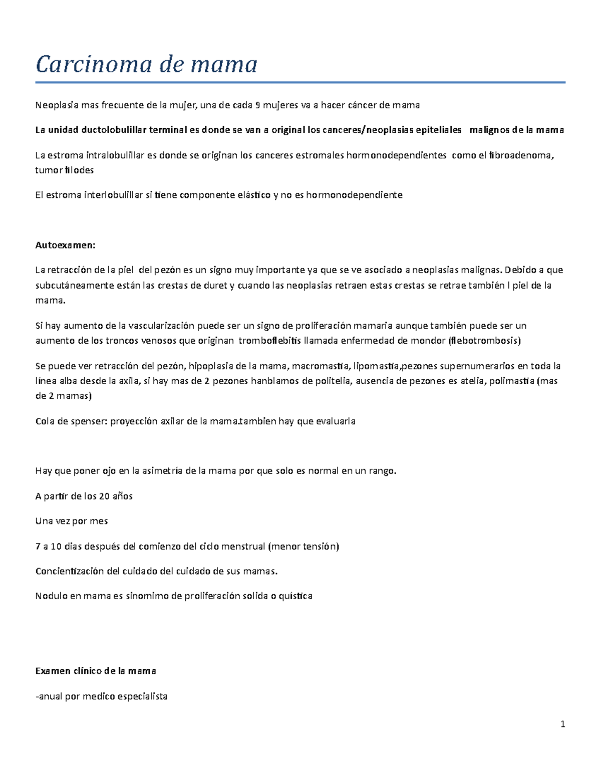 Carcinoma de mama - mnbhj - Carcinoma de mama Neoplasia mas frecuente ...