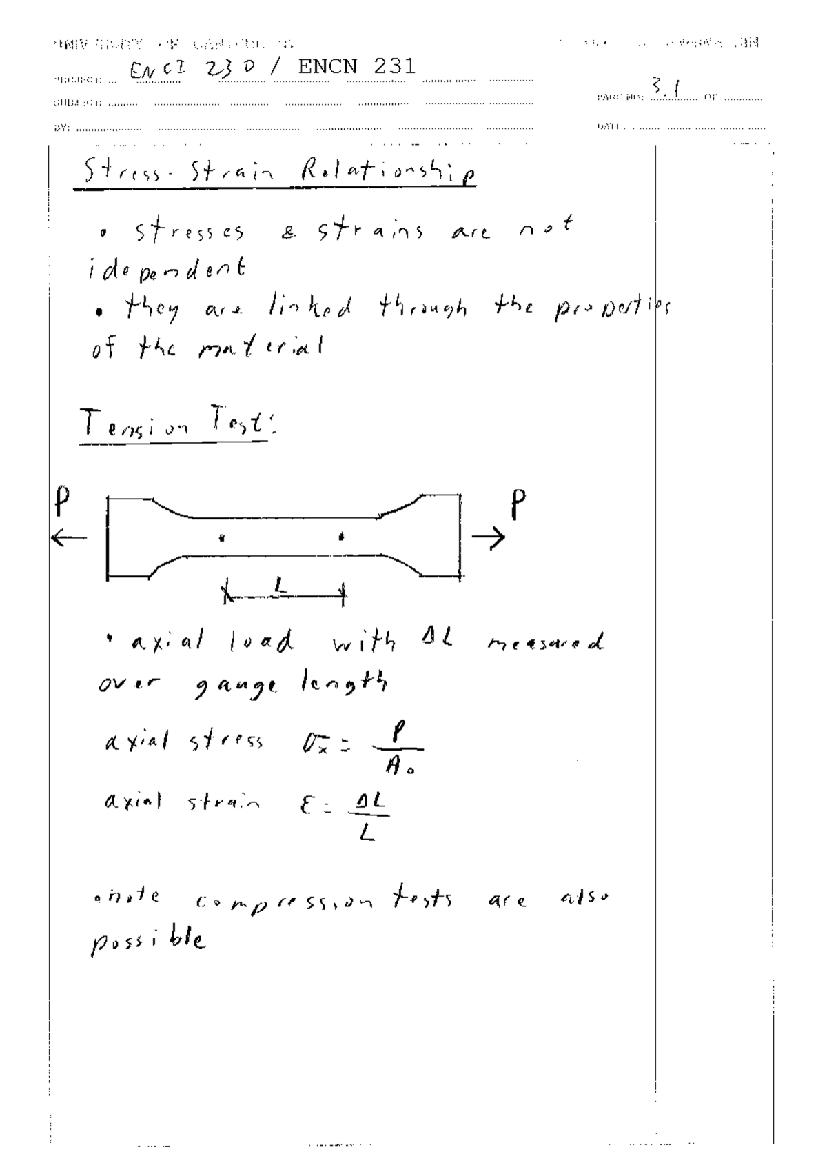 ENCN231 Lec03 - Solid Mechanics - Studocu