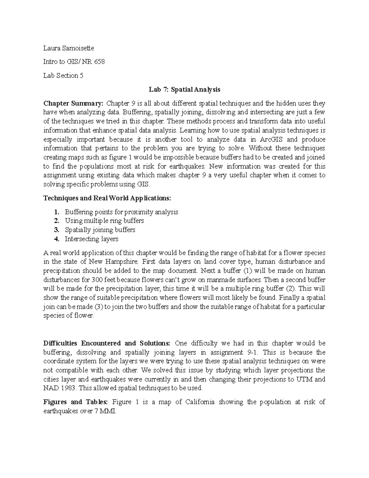 Lab 7 NR 658 - GIS lab 7 answers - Laura Samoisette Intro to GIS/ NR 658 Lab Section 5 Lab 7 ...