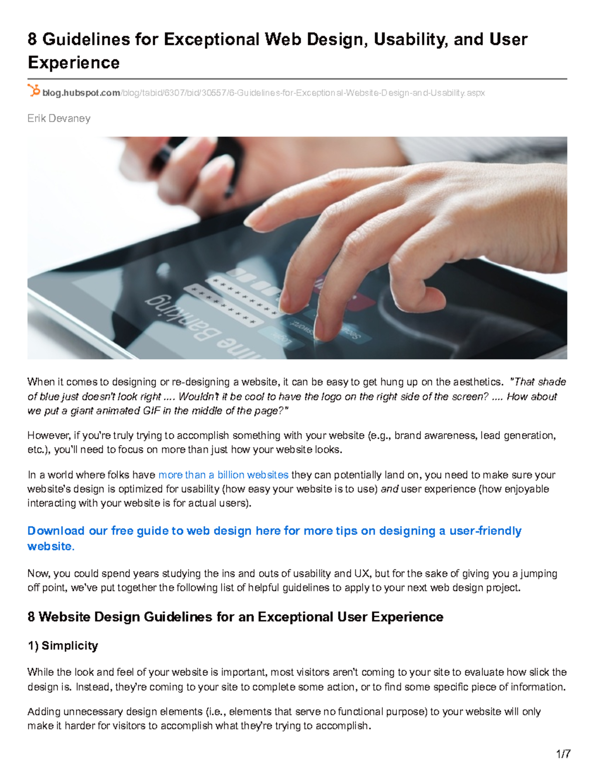 Devaney Article - Web Design Methodology - Erik Devaney 8 Guidelines ...