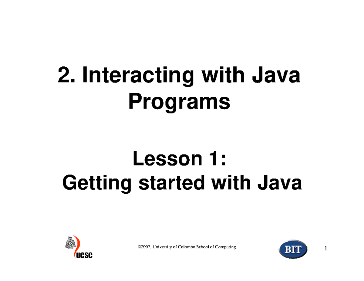 IT2203 Section 2 Lesson 1 - Introduction to computing - UoC - Studocu