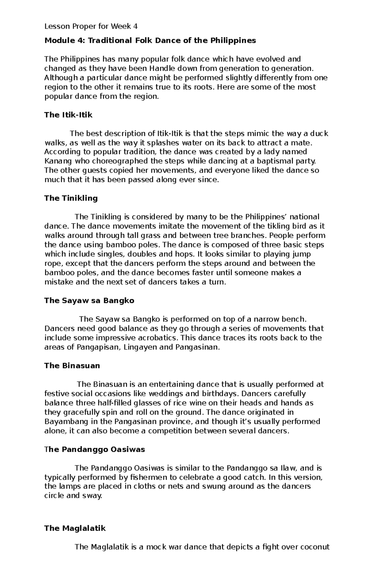 PE 2 Lesson 4 - goodluck - Lesson Proper for Week 4 Module 4 ...