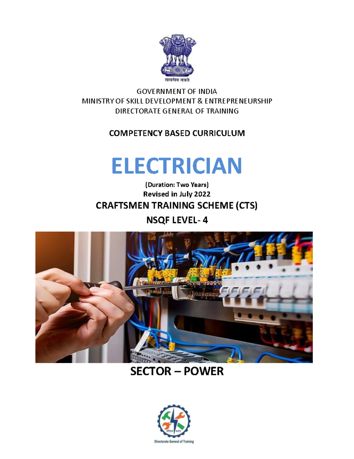 Electrician CTS2 - ITI syllubus - GOVERNMENT OF INDIA MINISTRY OF SKILL ...