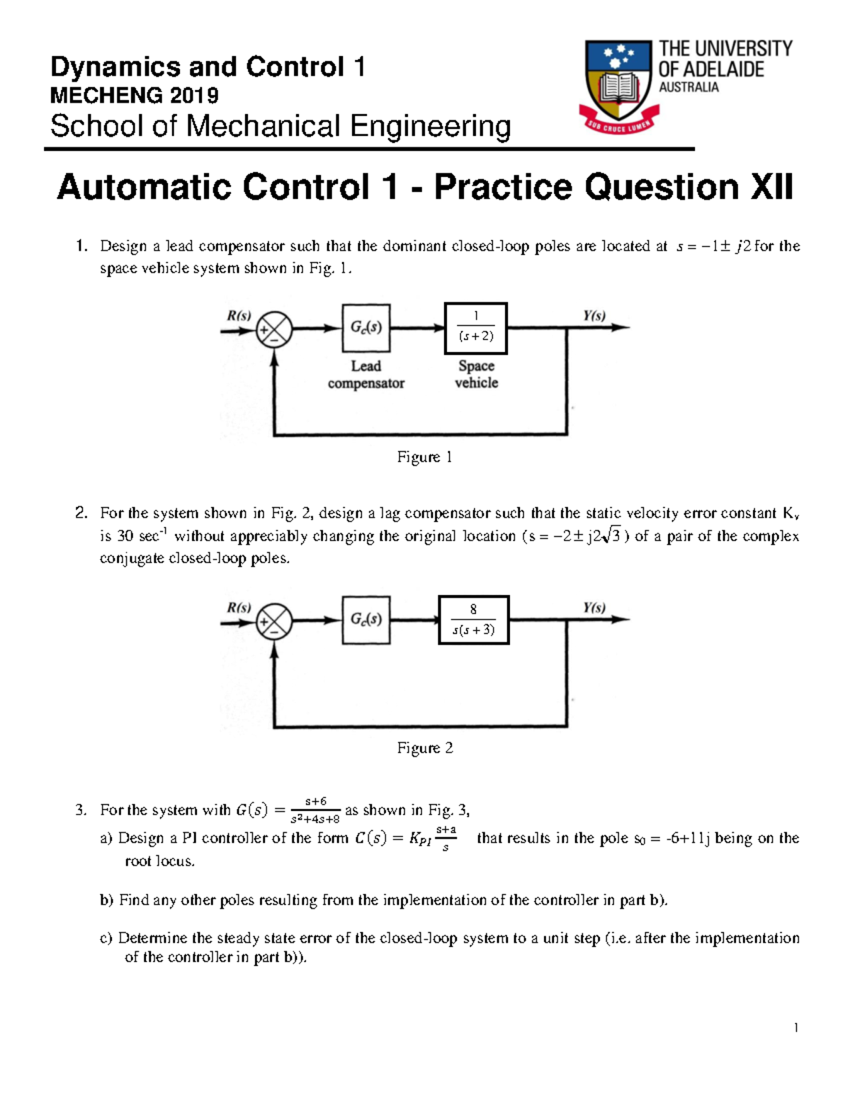 Practice questions XII - MECH ENG 2019 - Adelaide University - Studocu