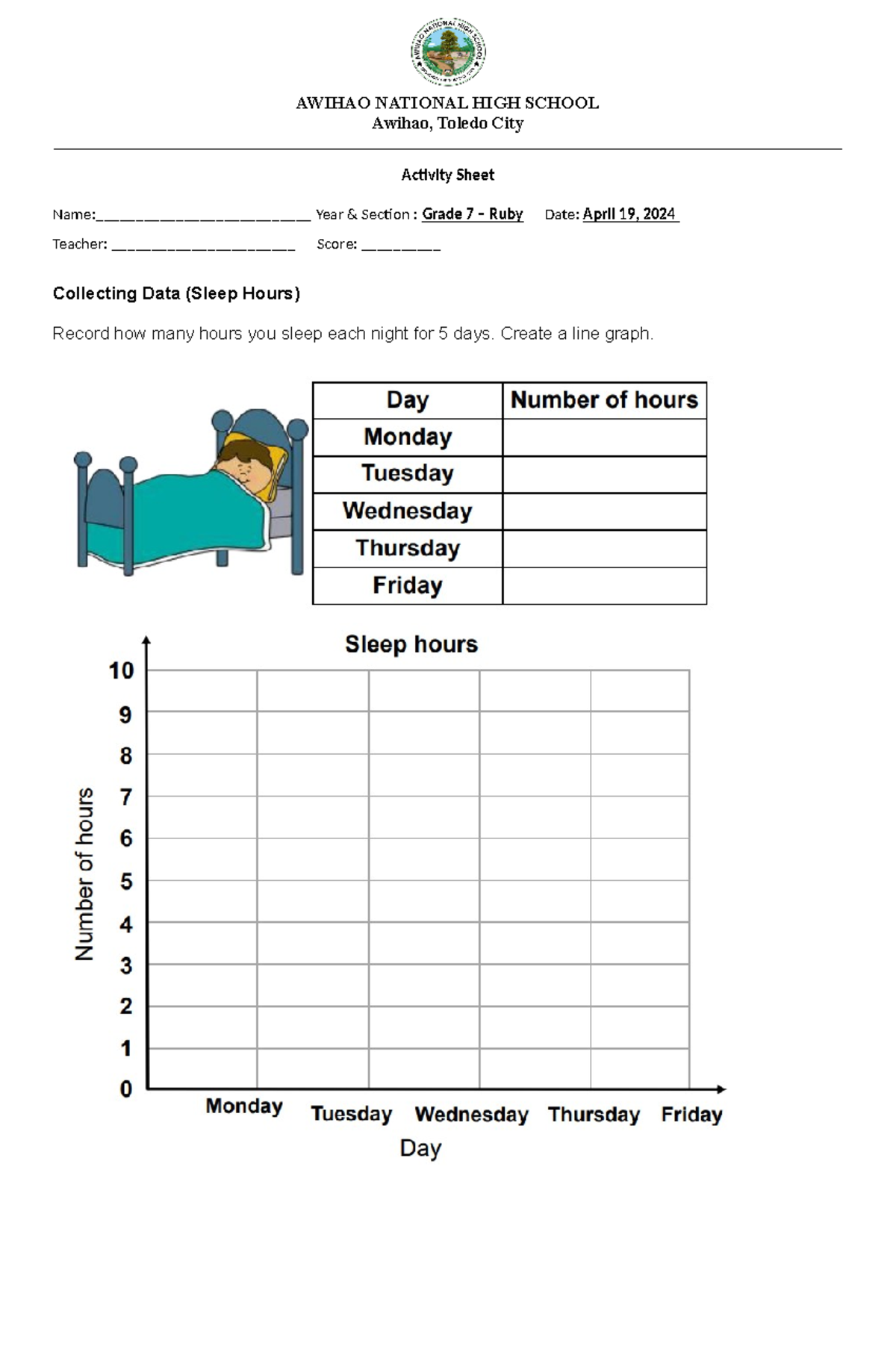 Activity Sheet April 19 2024 Grade 7 RUBY Mathematics - TLE ICT ...