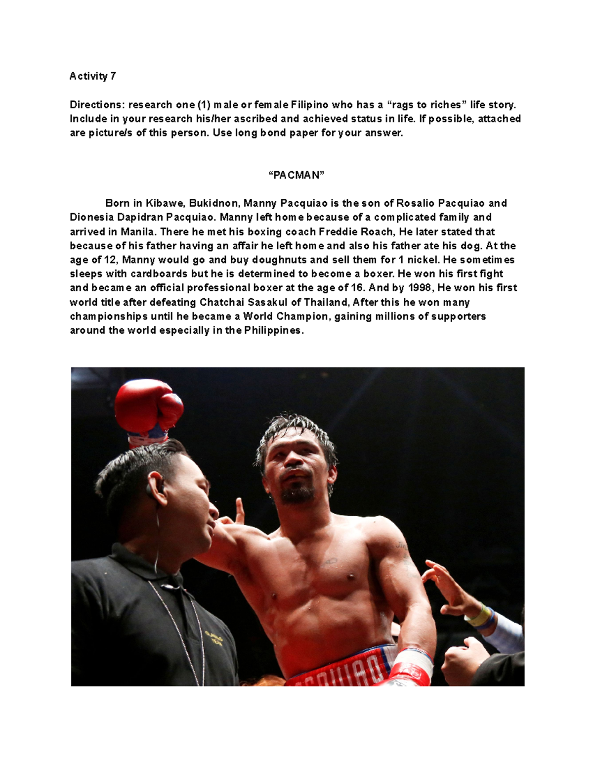 Aldrich Aquino - Activity #7 - Google Docs - Activity 7 Directions: research one (1) male or ...