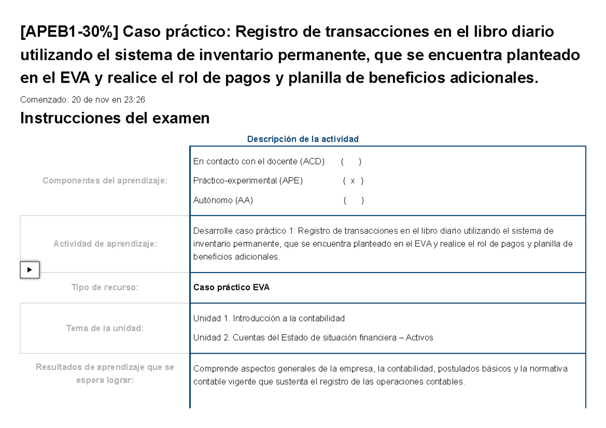 Examen 3 - Holi - [APEB1-30%] Caso práctico: Registro de transacciones en el libro diario ...