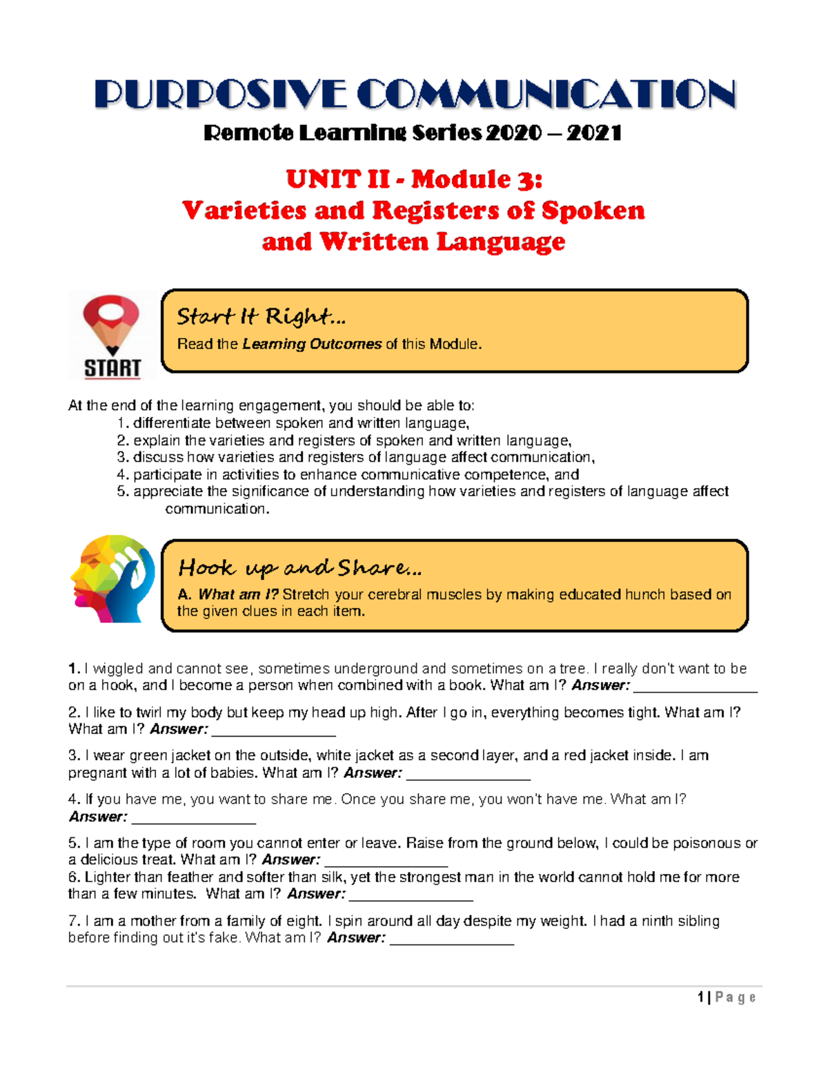 GEPC Module 3 - Lecture notes for Purposive communication - PURPOSIVE ...