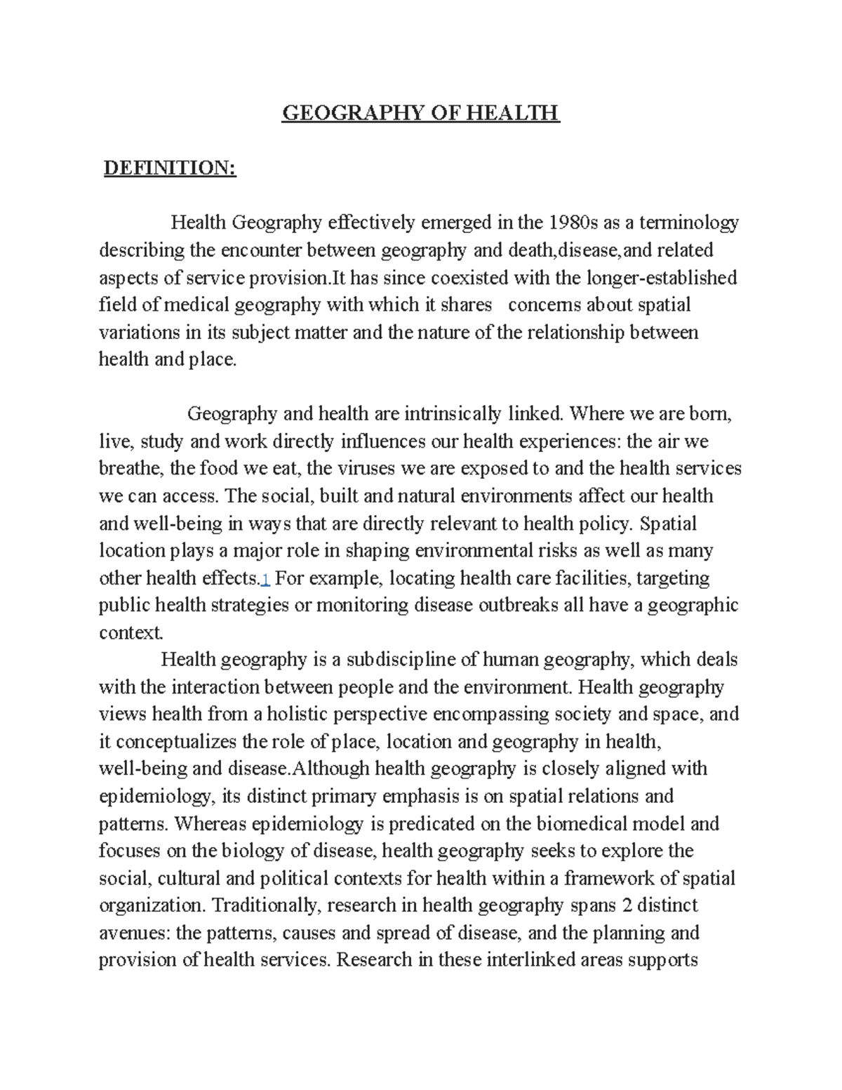Health concept - GEOGRAPHY OF HEALTH DEFINITION: Health Geography ...
