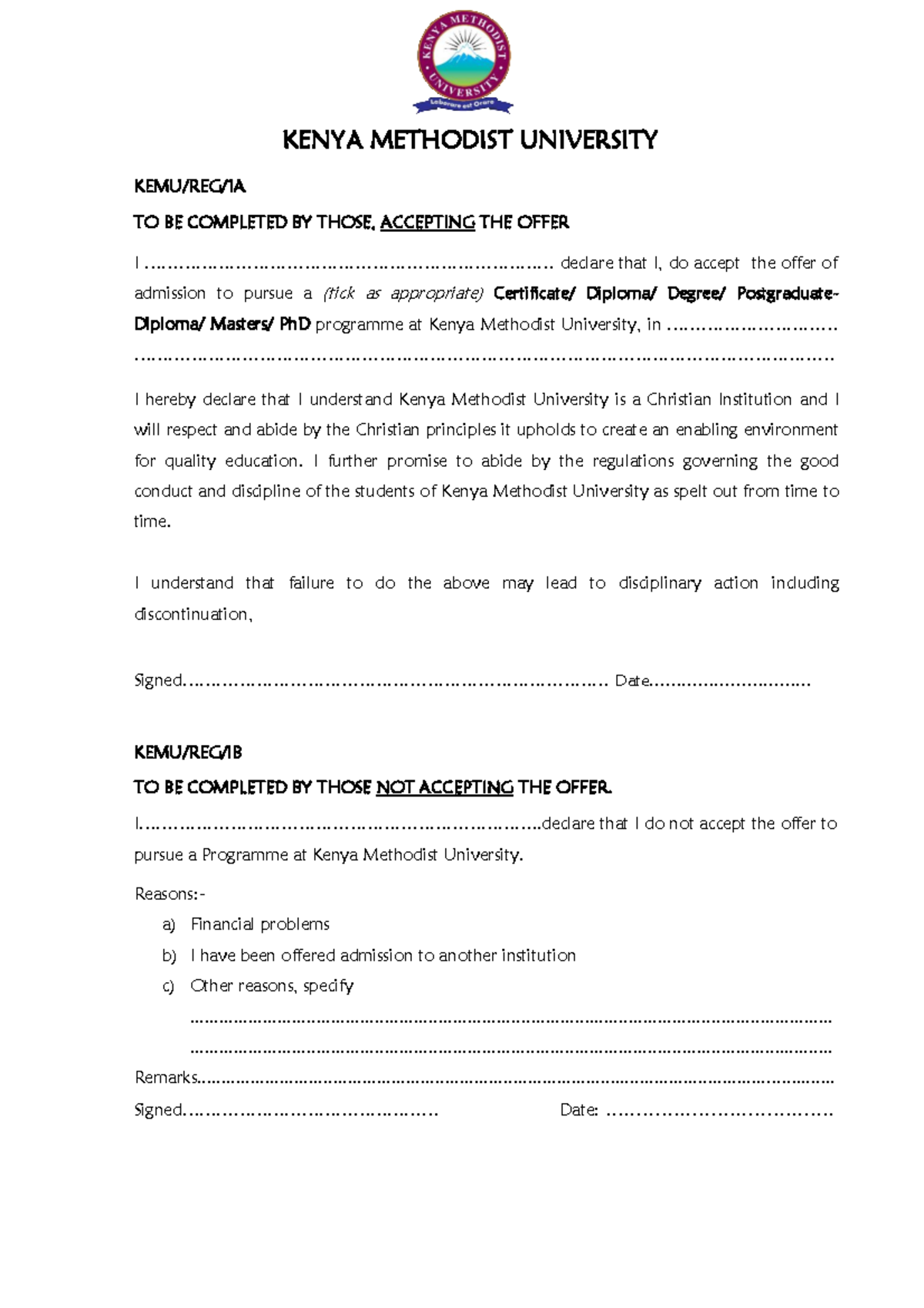 KEMU-REG-ALL (2)-1 - REGISTRATION - KENYA METHODIST UNIVERSITY KEMU/REG ...