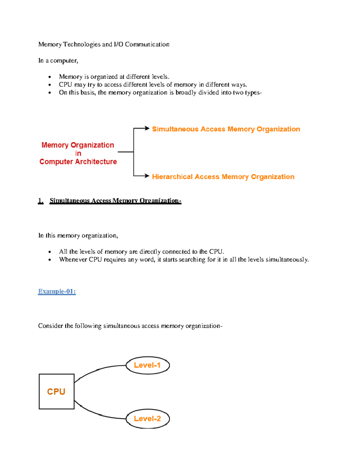 Coa Unit5 1 Notes Unit 5 Memory Technologies And Io Communication In A Computer Memory Is 