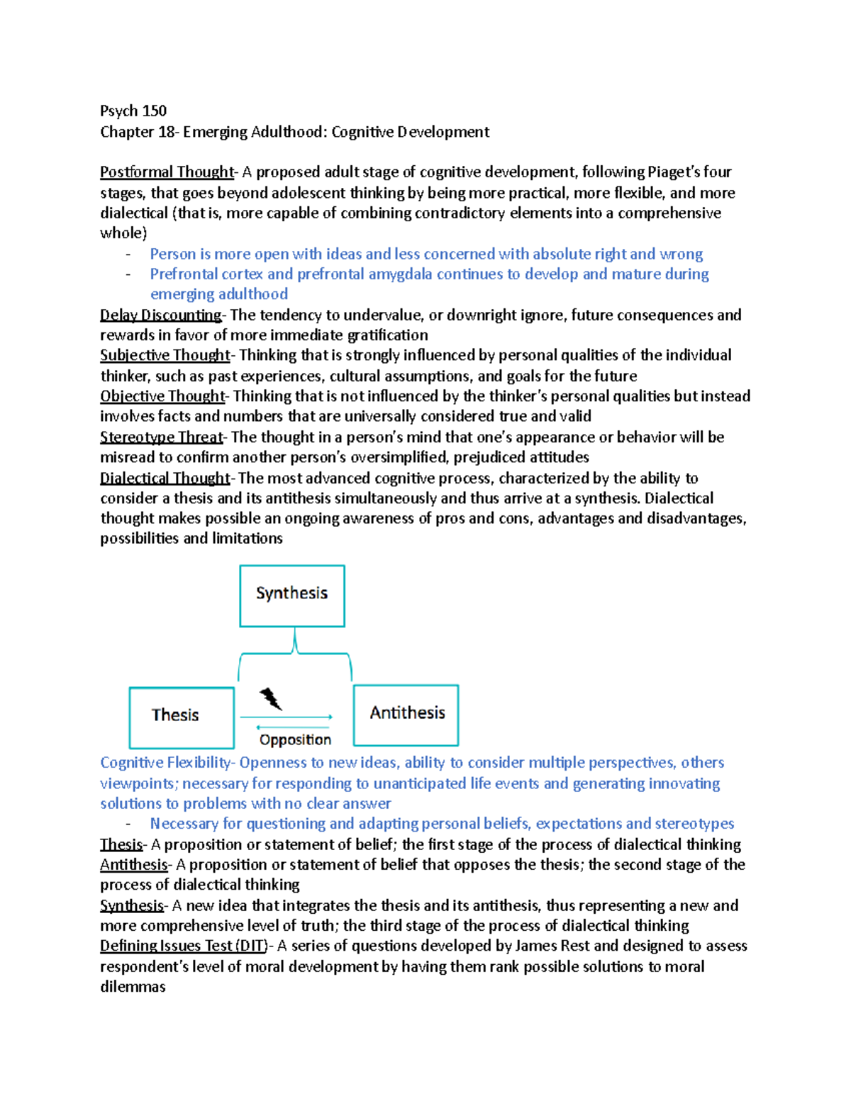 Chapter 18- Emerging Adulthood- Cognitive Development - Dialectical ...