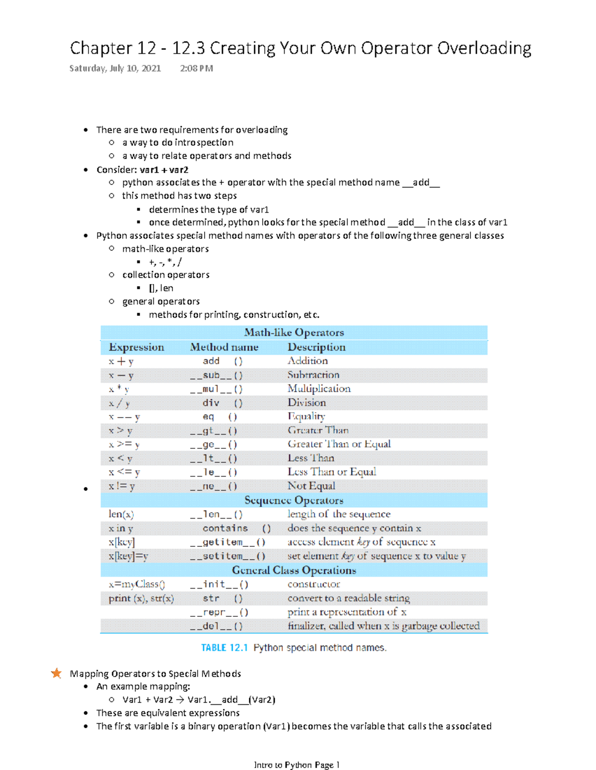 Chapter 12 - 12.3 Creating Your Own Operator Overloading - There are ...
