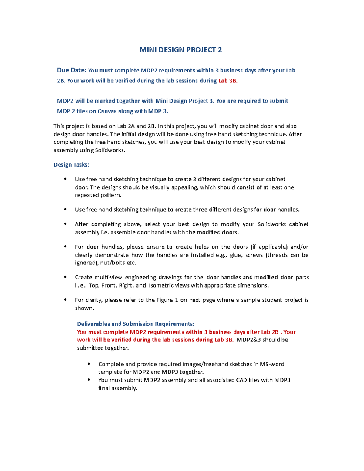 Mini Design Project 2 - MINI DESIGN PROJECT 2 Due Date: You must ...