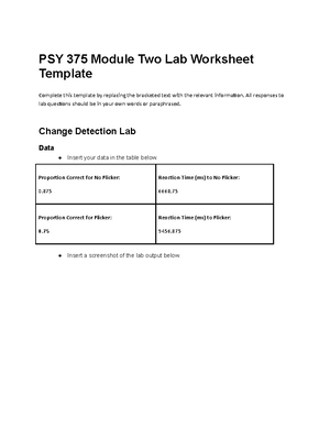 PSY 375 Module Four Lab Worksheet Template - PSY 375 - SNHU - Studocu