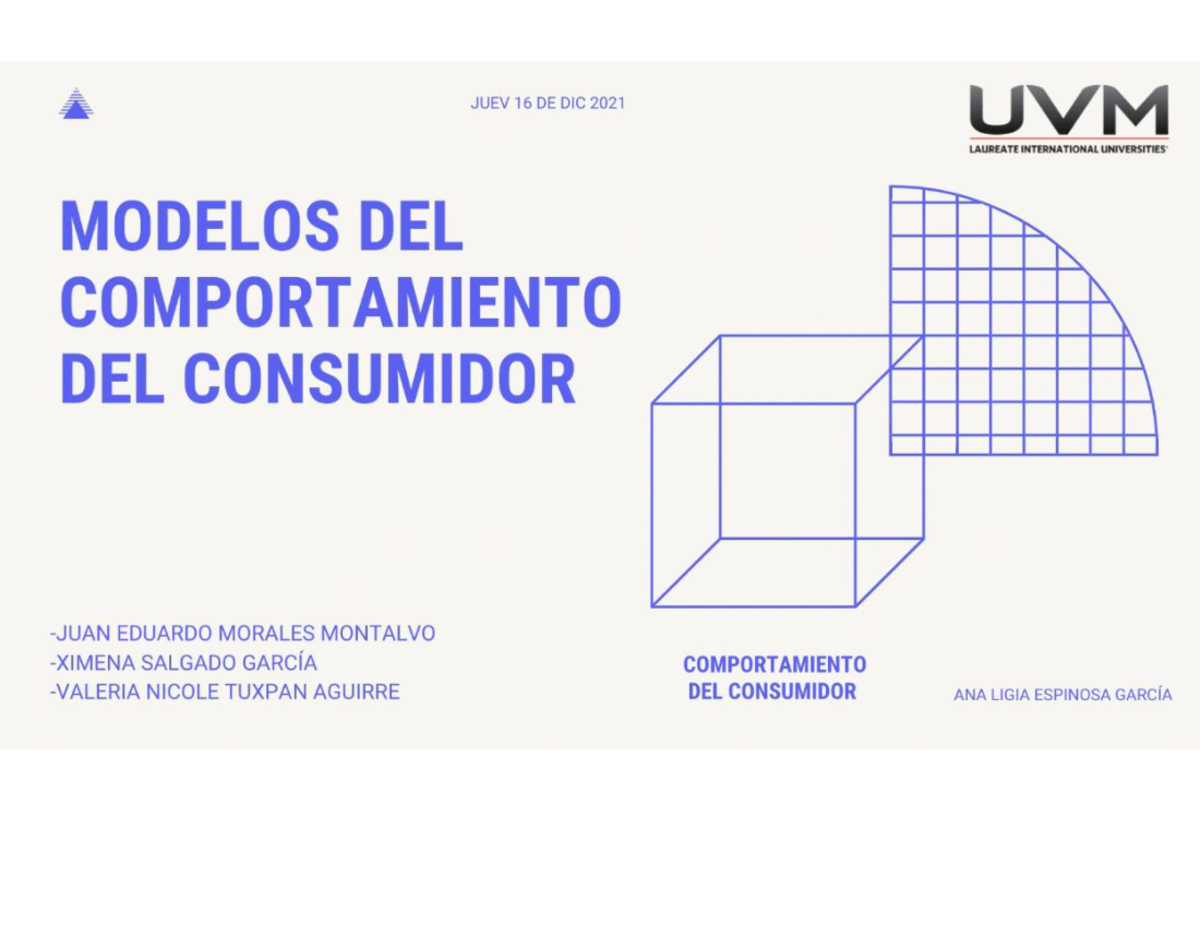Modelos de comportamiento a - Comportamientos del Consumidor - Studocu