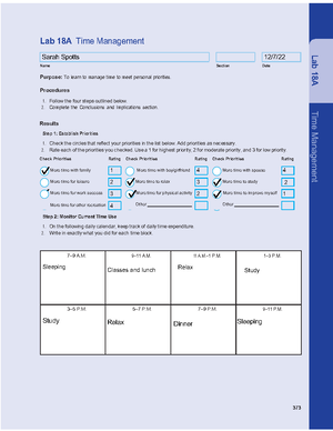 Lab 6A-1-1 - Lab - 93 Self-Assessment of Physical Activity Lab 6A Lab ...