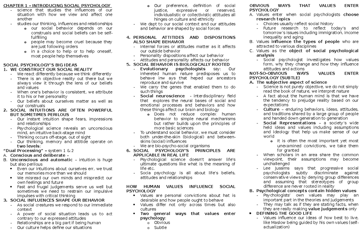Chapter 1 Reviewer Social Psychology CHAPTER 1 INTRODUCING SOCIAL chapter-1-reviewer-social-psychology-chapter-1-introducing-social