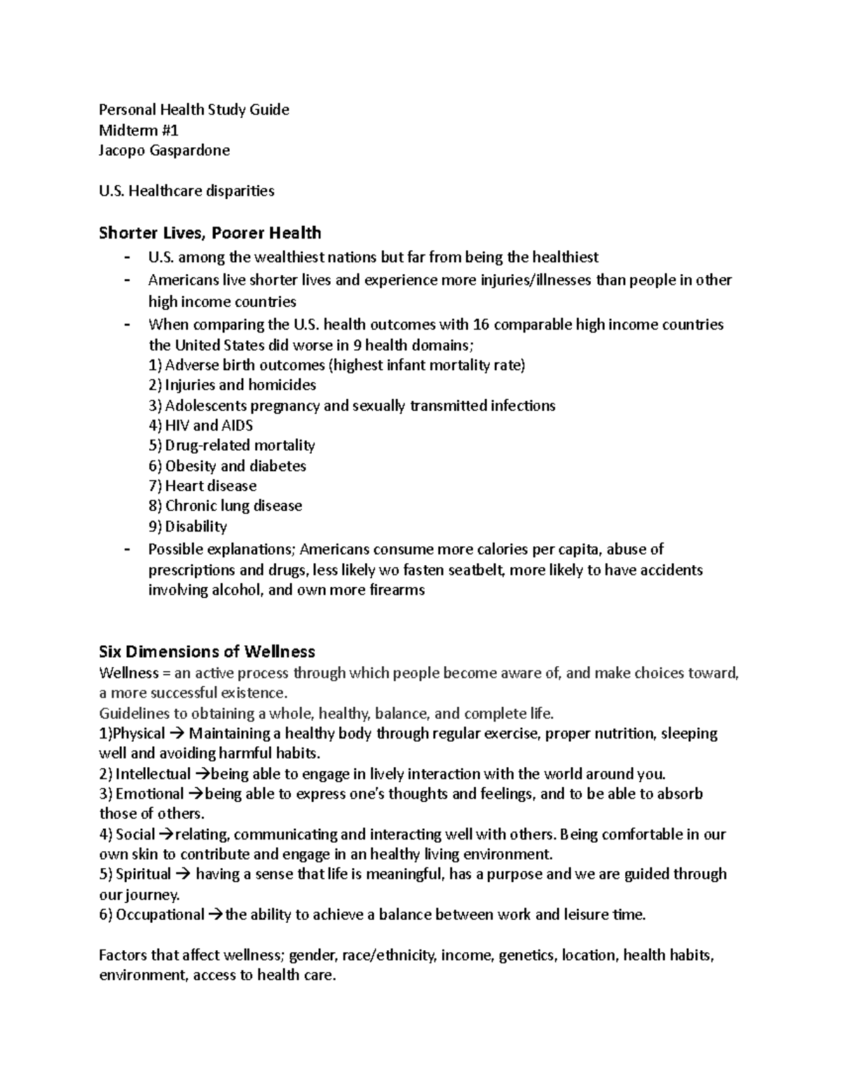 Personal Health Study Guide - Personal Health Study Guide Midterm ...