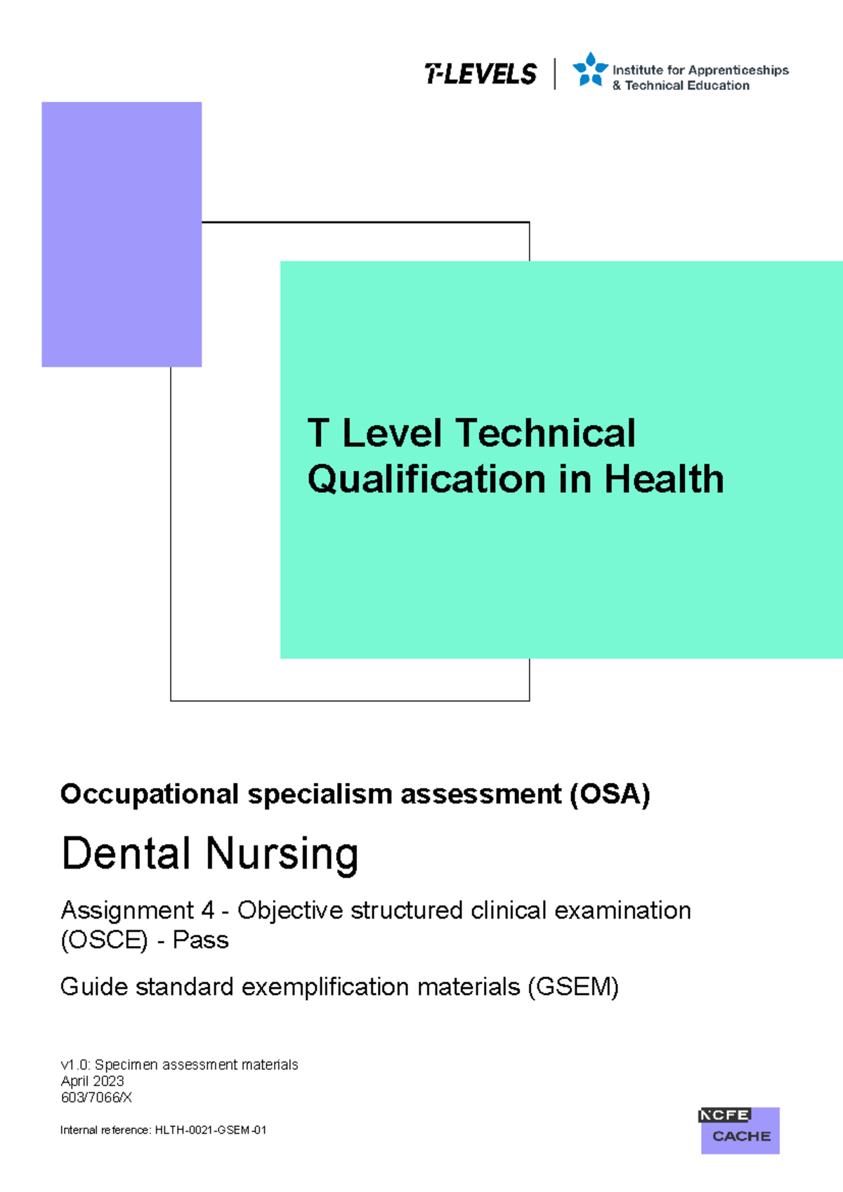 OSCE Example 2023 - Assessment - Occupational specialism assessment ...