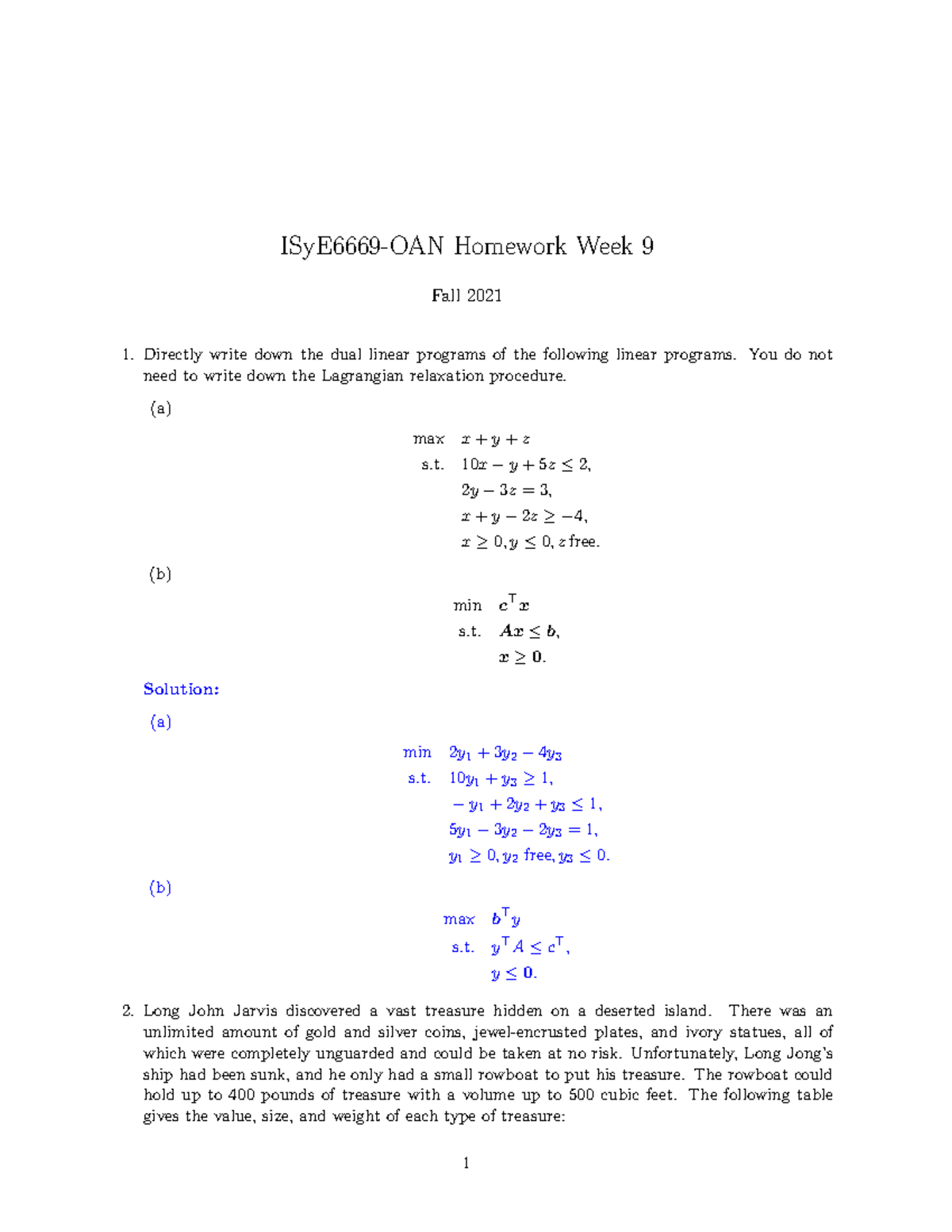 HW9 Fall2021 Sol - N/A - ISyE6669-OAN Homework Week 9 Fall 2021 ...