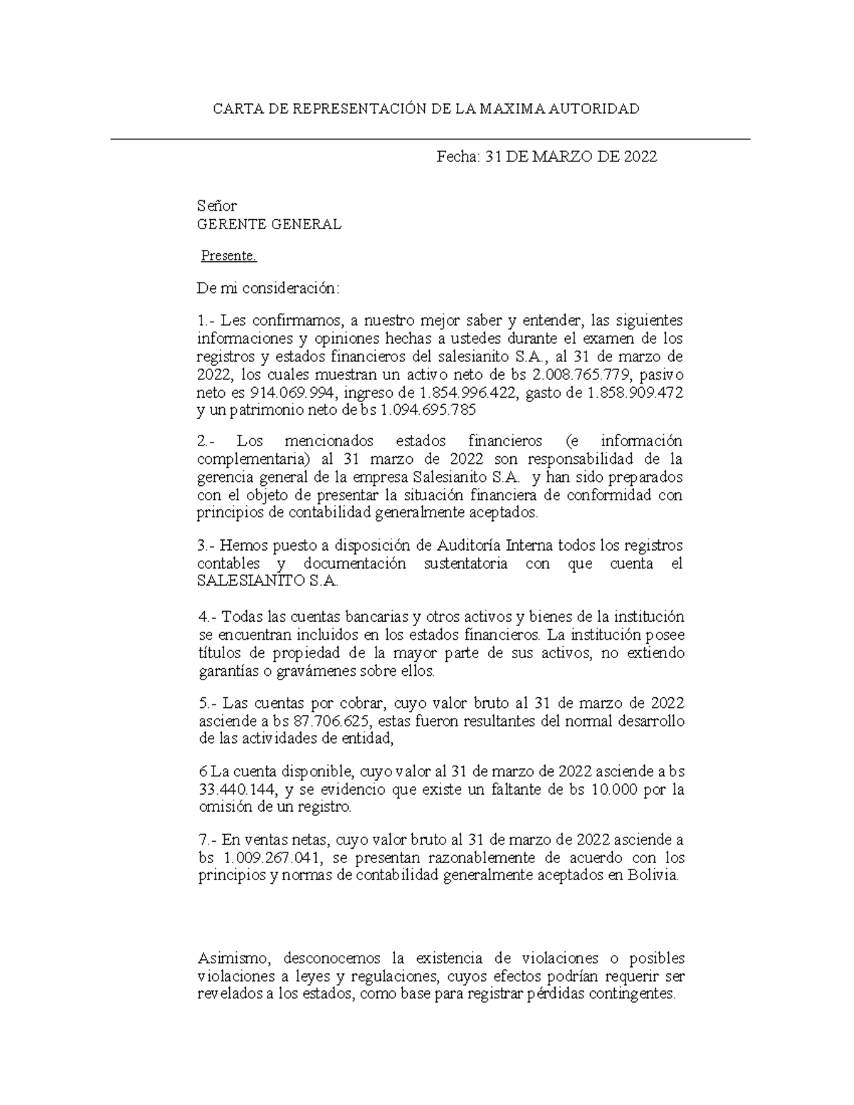 6 LRD Carta DE Representación DE LA Maxima Autoridad - CARTA DE ...