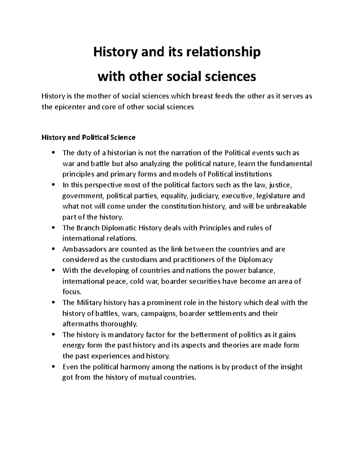 History and its relationship - Approaches To History - MG University ...