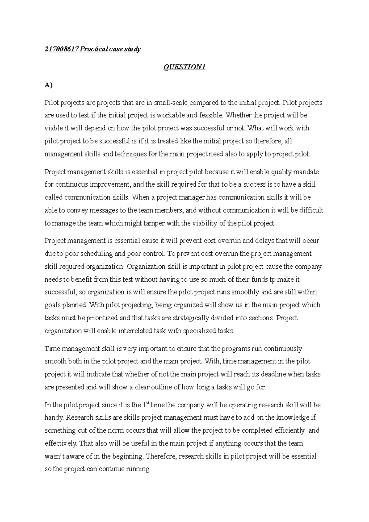 217008617 Practical case study - 217008617 Practical case study ...