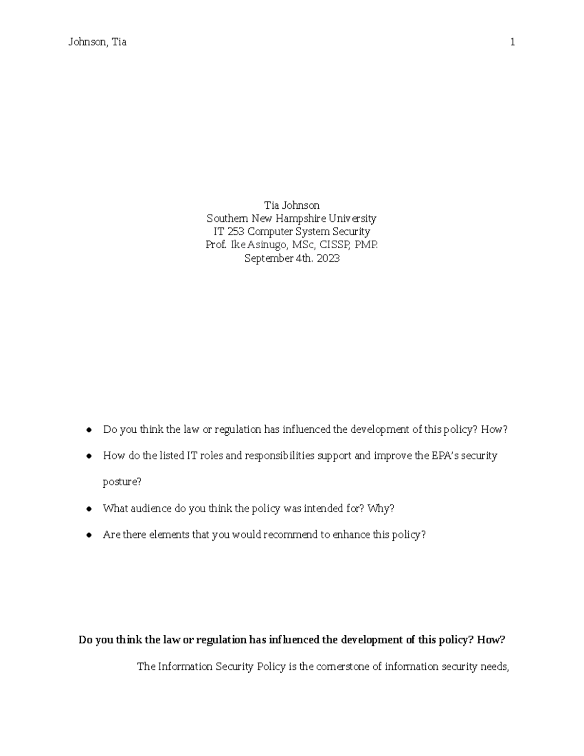 IT 253 3-2 Activity Information Security Policy Review Assignment - Tia ...