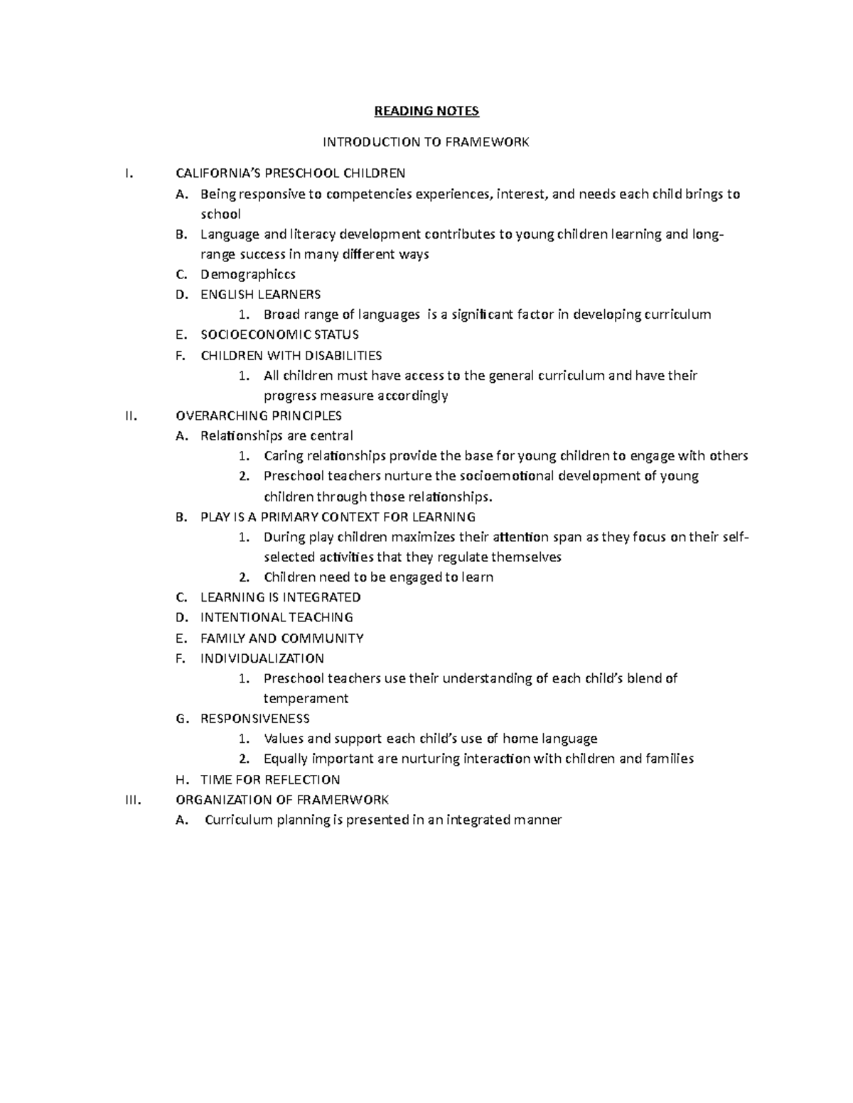 ECE 415 WEEK ONE Notes - READING NOTES INTRODUCTION TO FRAMEWORK I ...