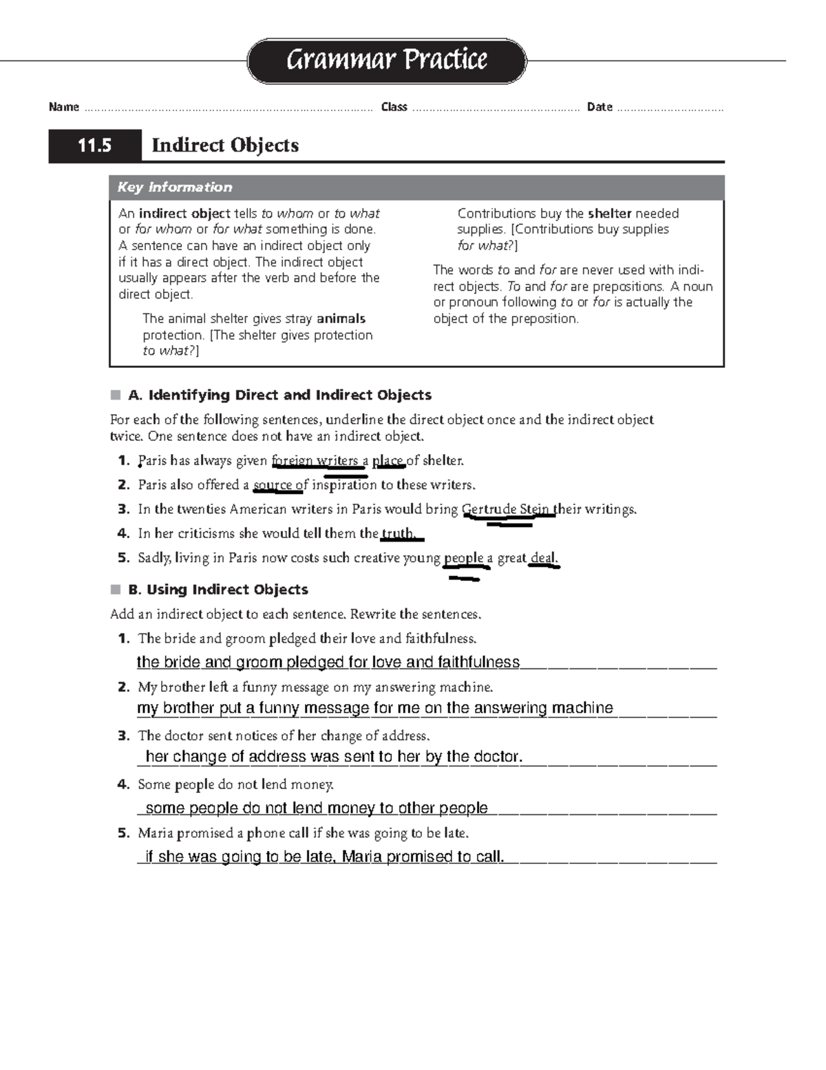 Complements (10th Grade) - 10 Writer’s Choice: Grammar Practice ...