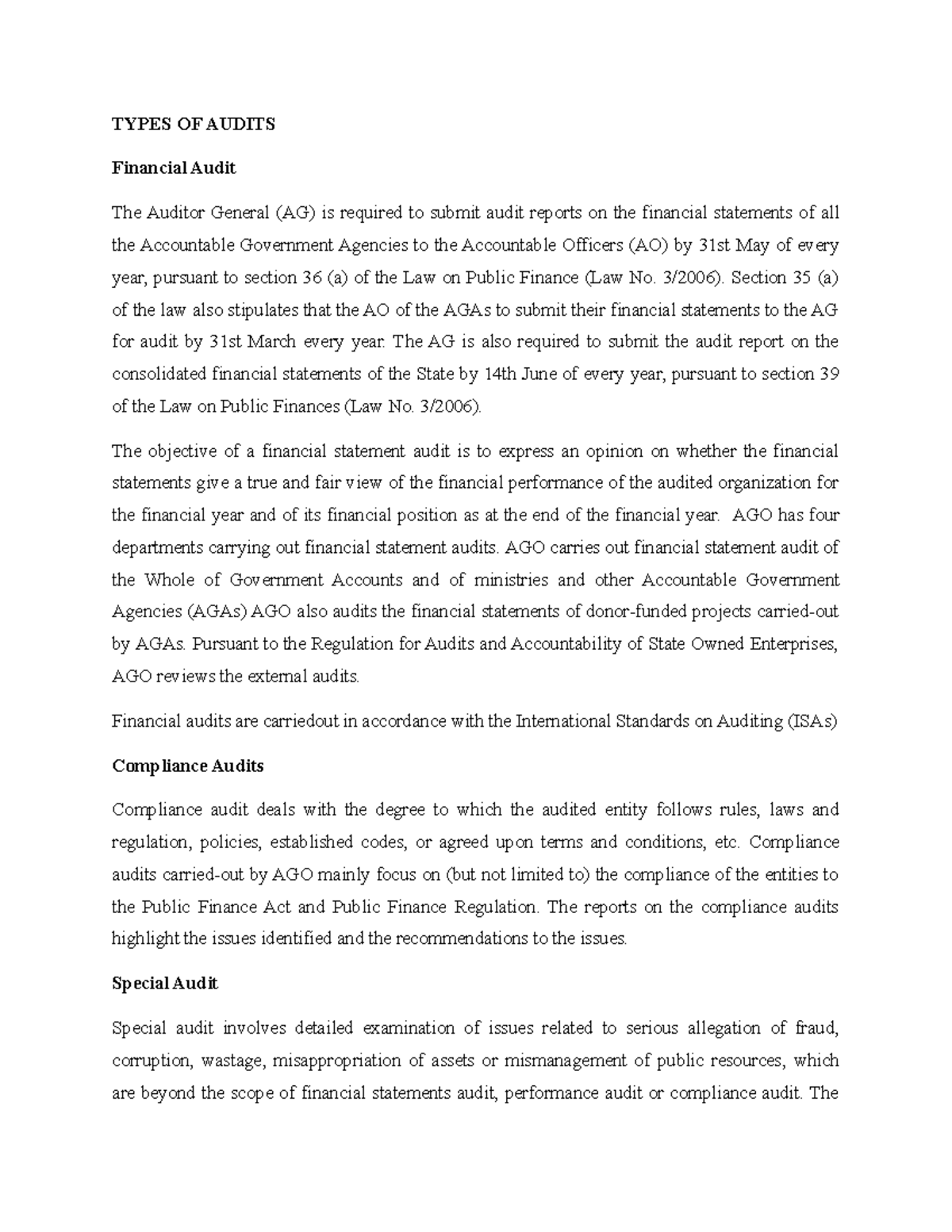 Types OF Audits - Financial Financial - TYPES OF AUDITS Financial Audit ...