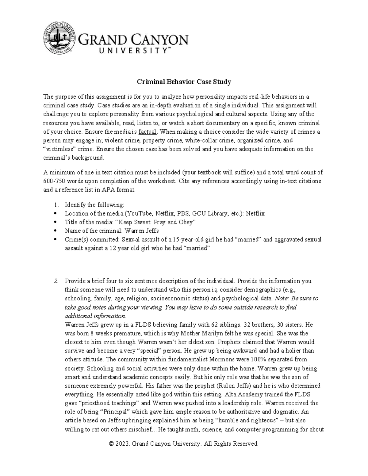 Criminal Behavior Case Study - Case studies are an in-depth evaluation ...