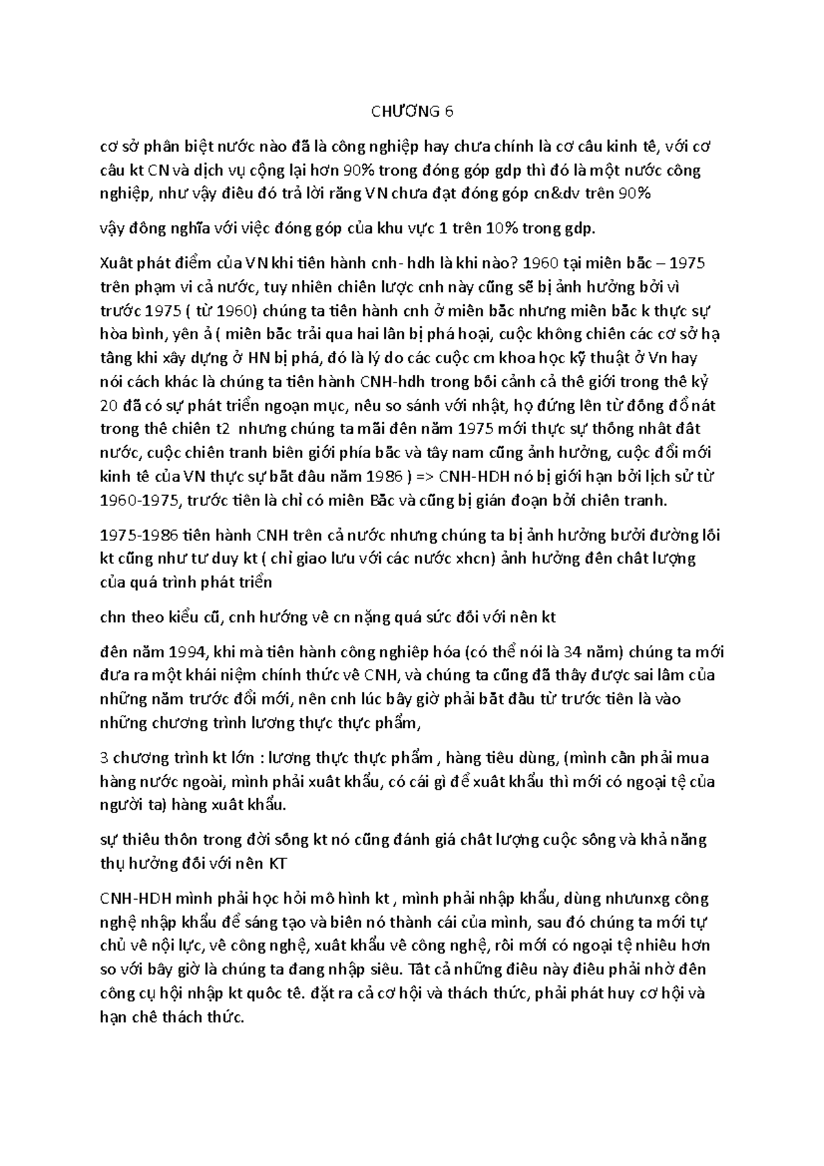 CHƯƠNG 6 - ktct - CH NGƯƠ 6 c s phân bi t n c nào đã là công nghi p hay ch a chính ơởệướệươớơlà ...
