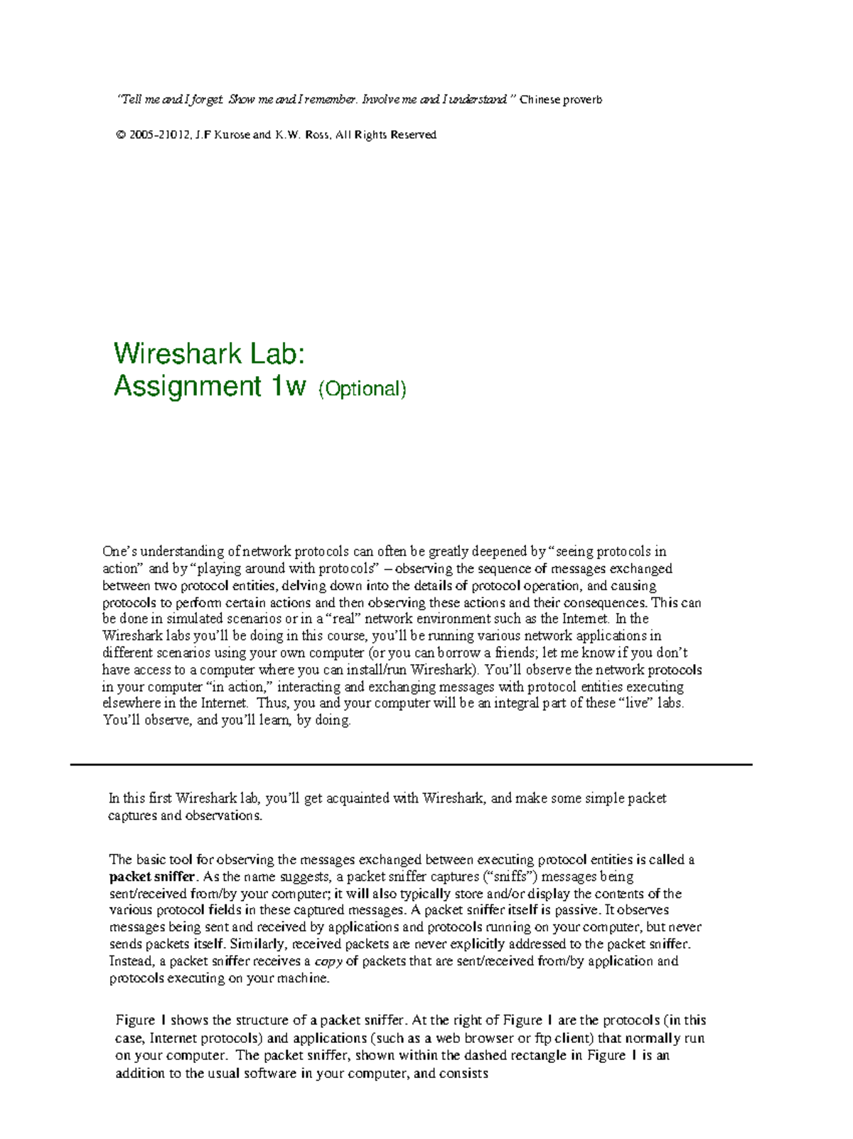 Assignment 1w Wireshark Wireshark Lab Assignment 1w Optional
