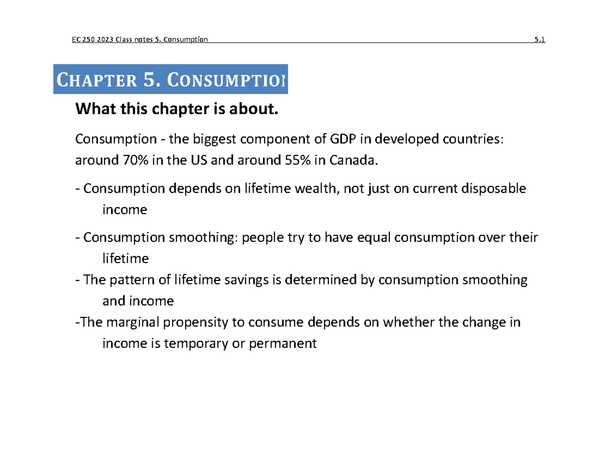 5. 2023 Consumption class notes - What this chapter is about ...