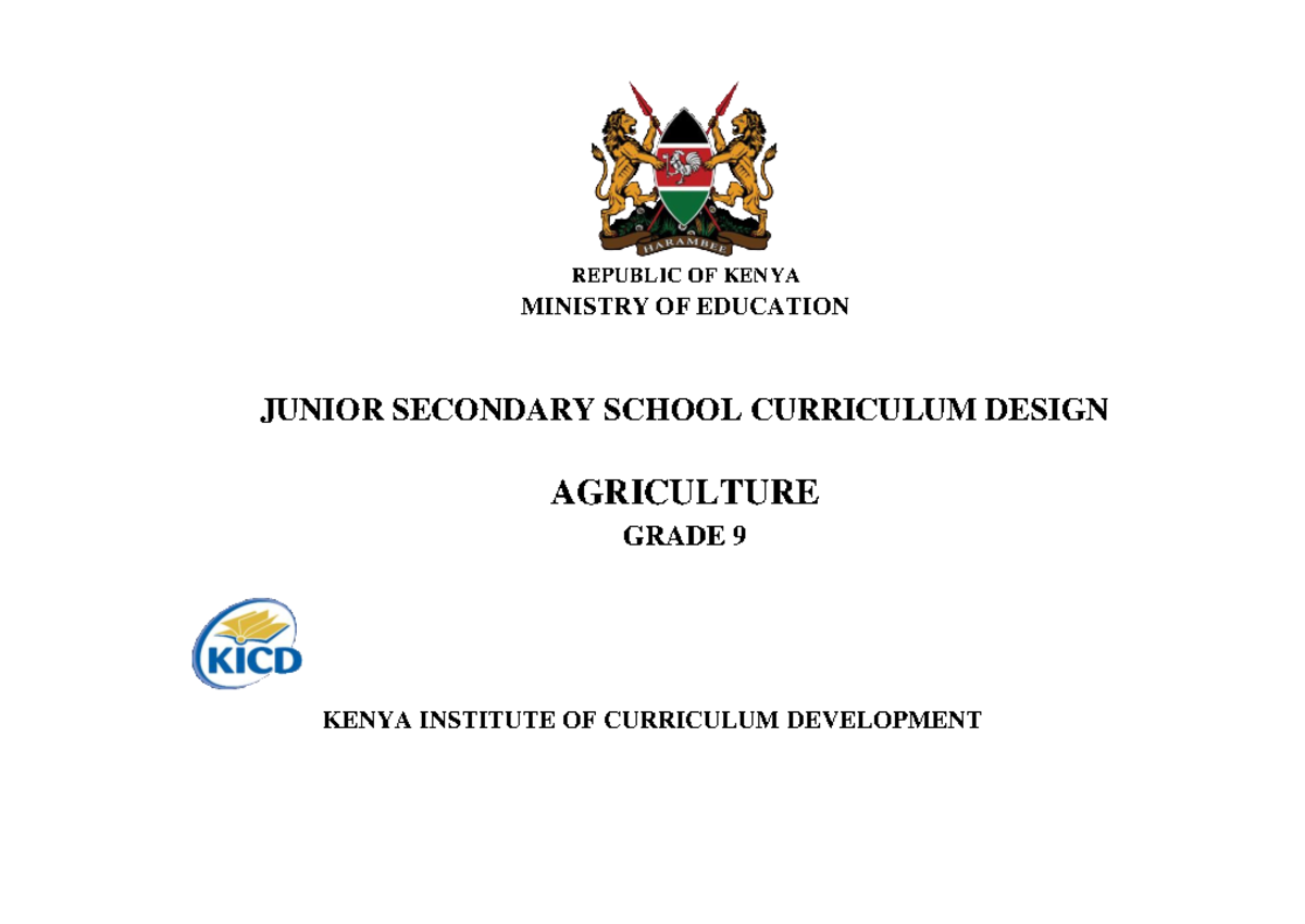 Agriculture-Grade-9 - Grade 9 agriculture - REPUBLIC OF KENYA MINISTRY ...