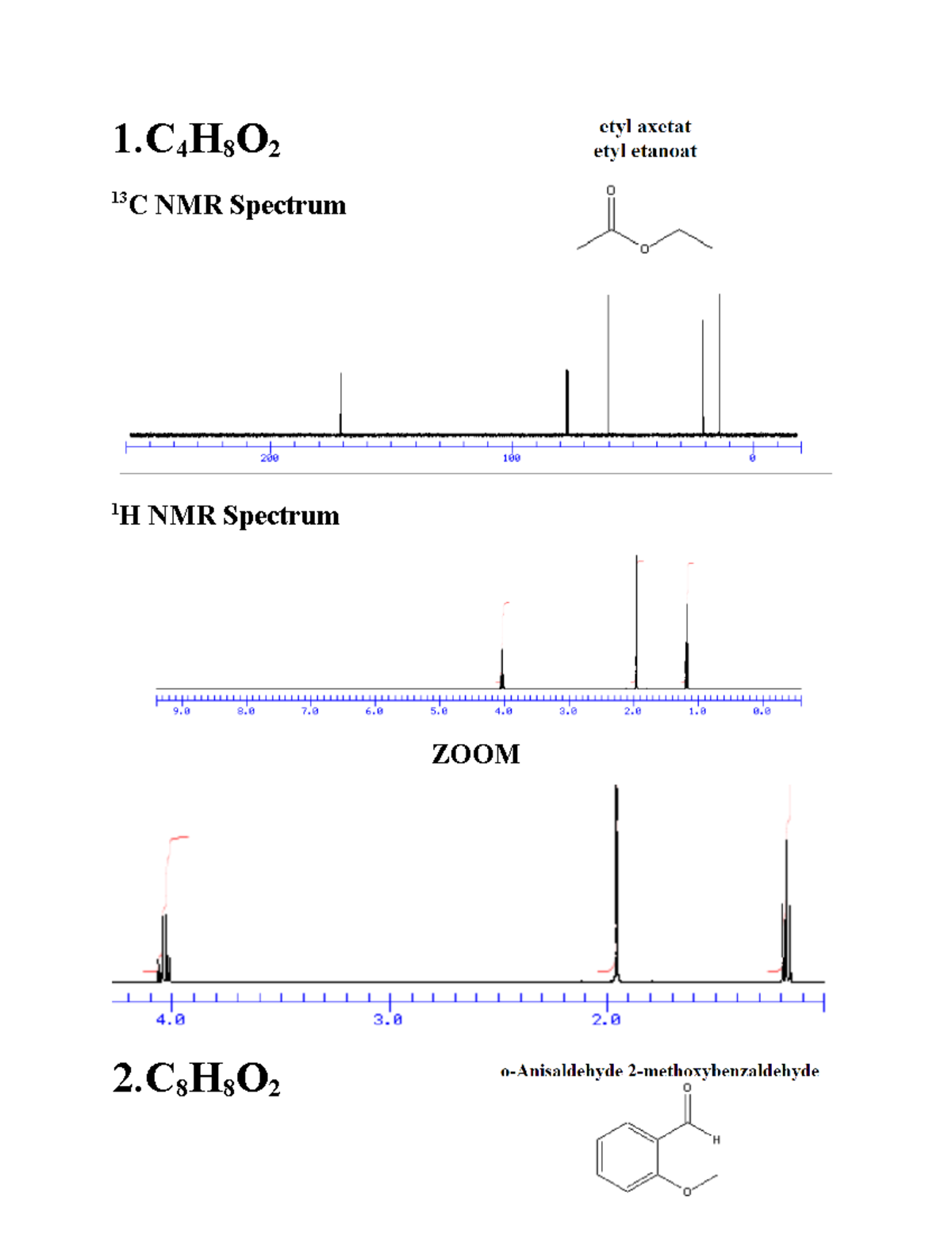 PHỔ ÔN THI1 - khong - 1 4 H 8 O 2 13 C NMR Spectrum 1 H NMR Spectrum ZOOM 2 8 H 8 O 2 13 C NMR ...