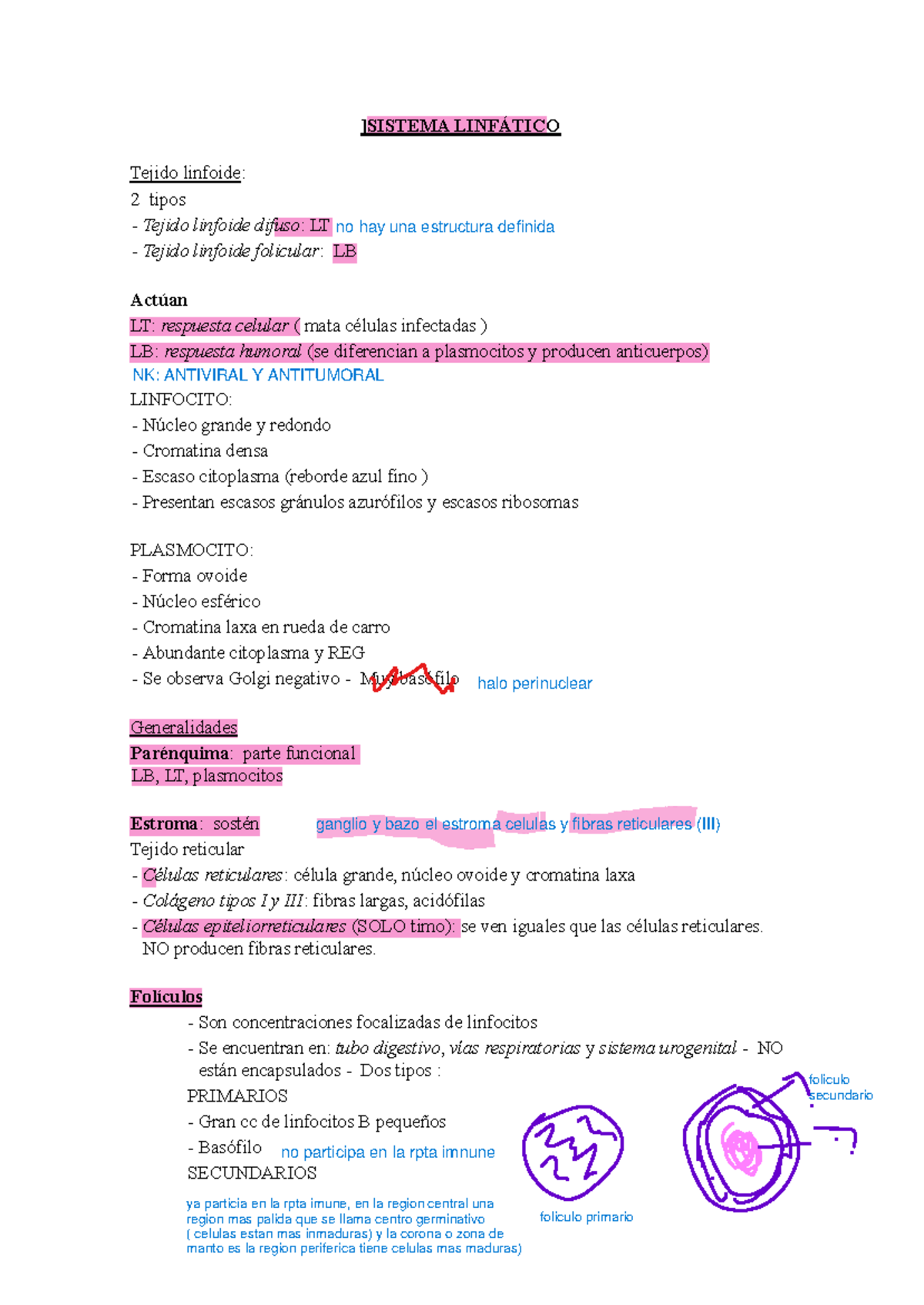 Sistema- Linfatico TP 9 Clase - ]SISTEMA LINFÁTICO Tejido linfoide: 2 ...