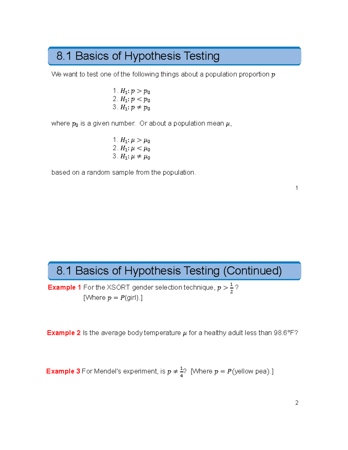Section 8 - lec - Stats 2B03 - McMaster - Studocu