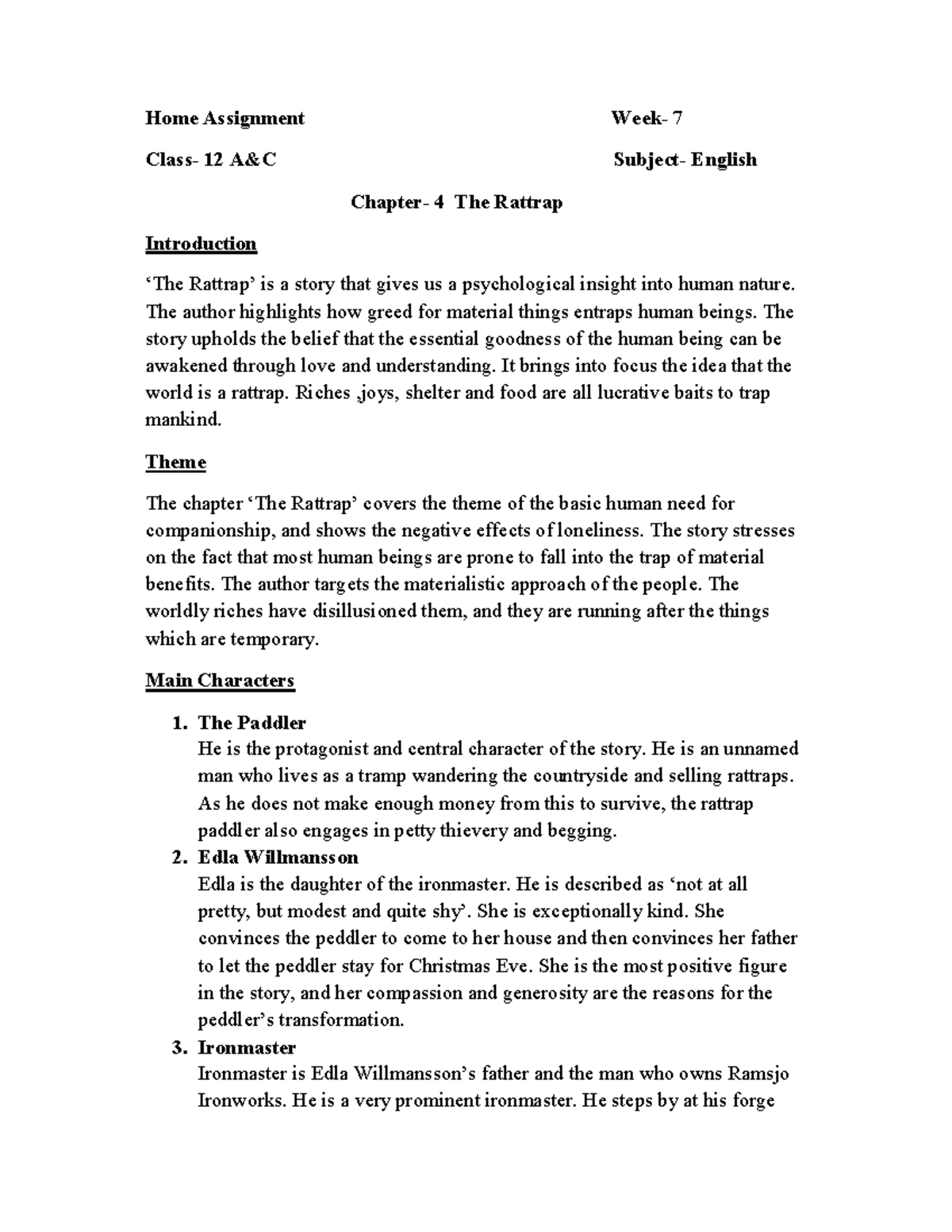 818Eng XII A,C - Hii - Home Assignment Week- 7 Class- 12 A&C Subject ...